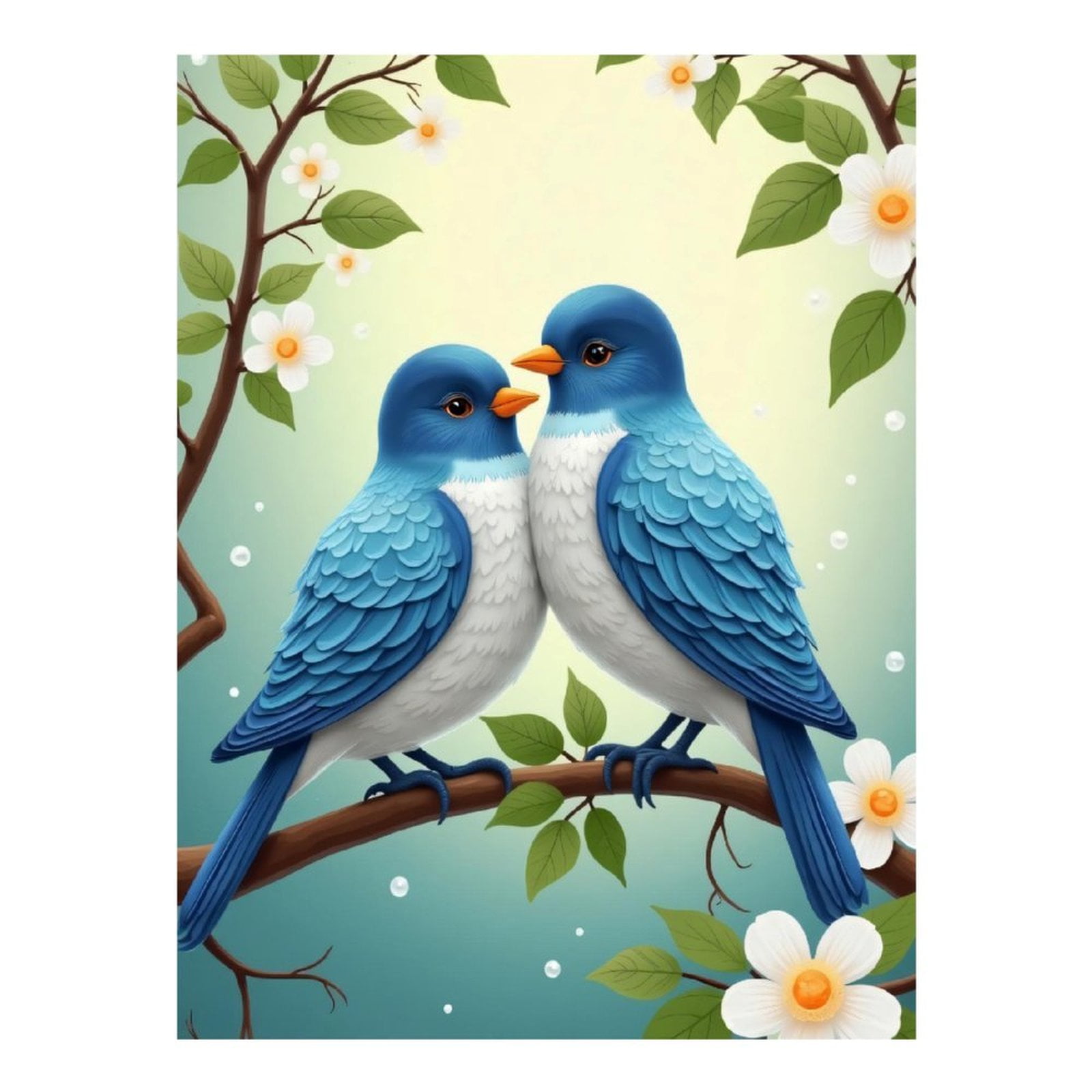 Diamond Art Kits for Adults - Cartoon Couple Bird Bule Print No.11 5D Frameless Dimond Painting ...