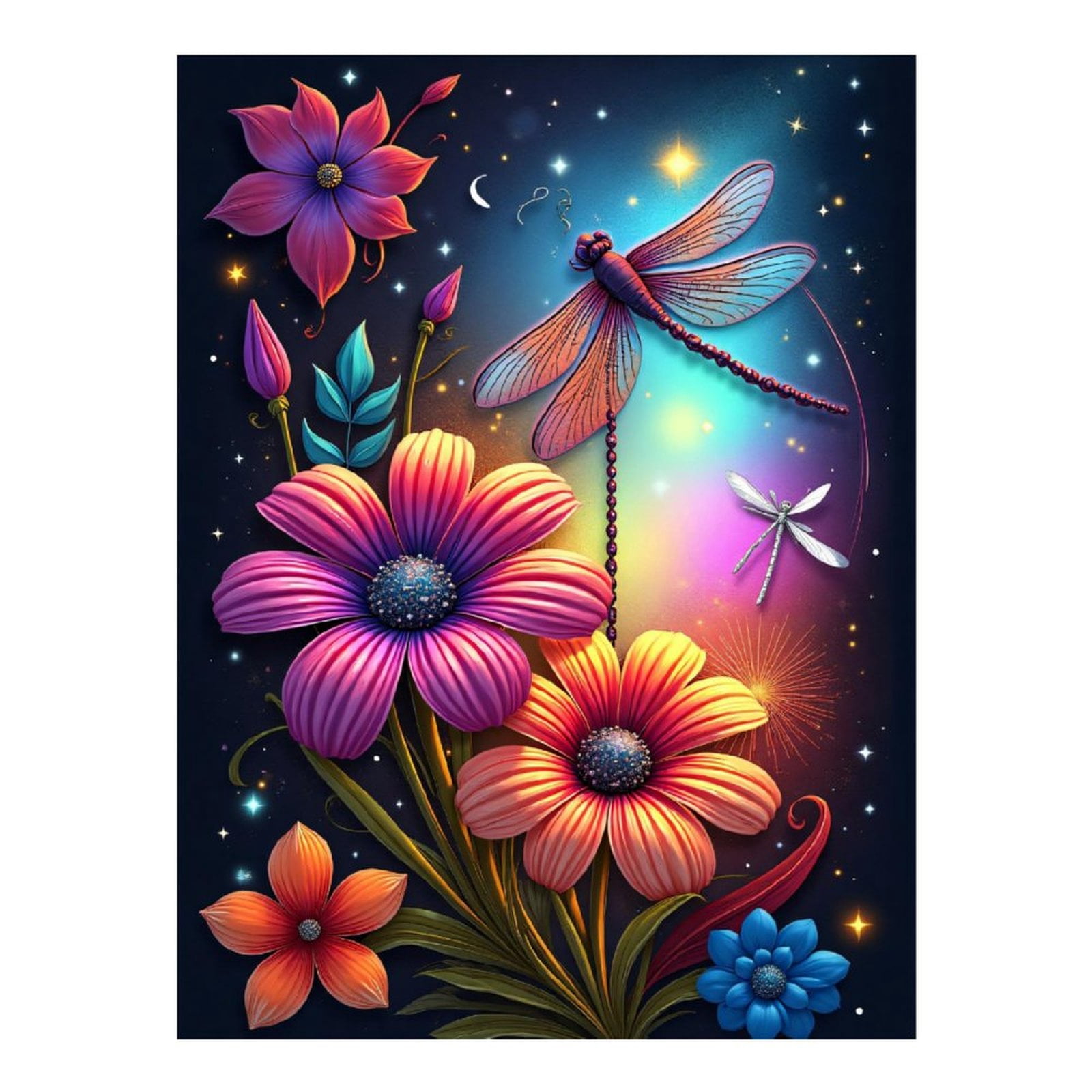 Diamond Art Kits for Adults - Cartoon Flower Dragonfly Print No.368 5D ...