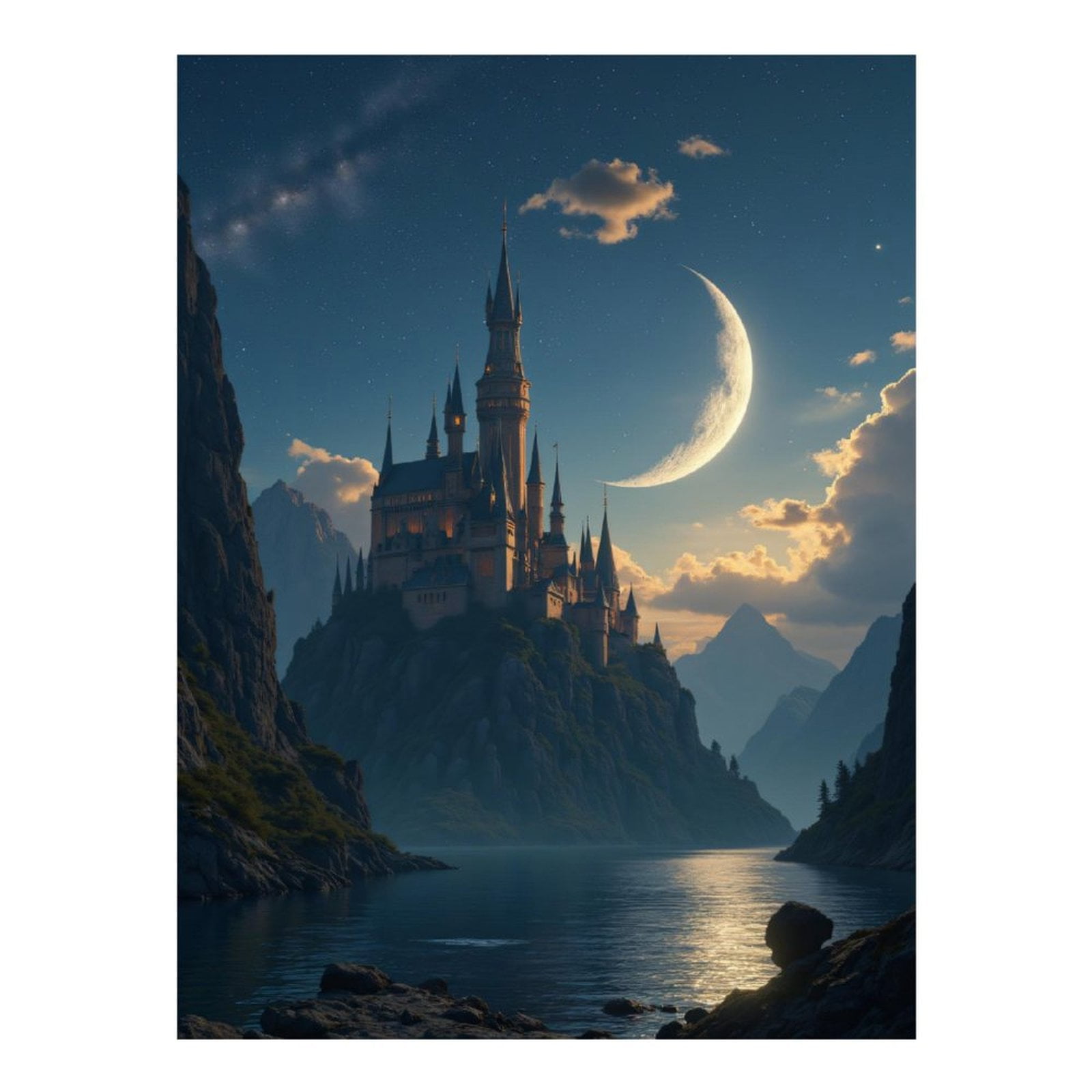 Diamond Art Kits for Adults - Castle Moonlit Lake Reflections 5d ...