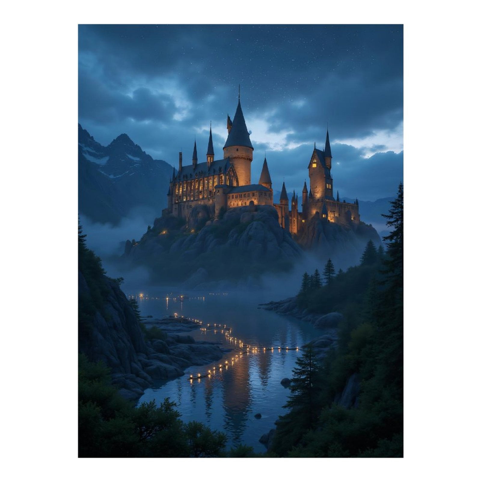 Diamond Art Kits for Adults - Castle Night Lights Reflection 5d Diamond ...