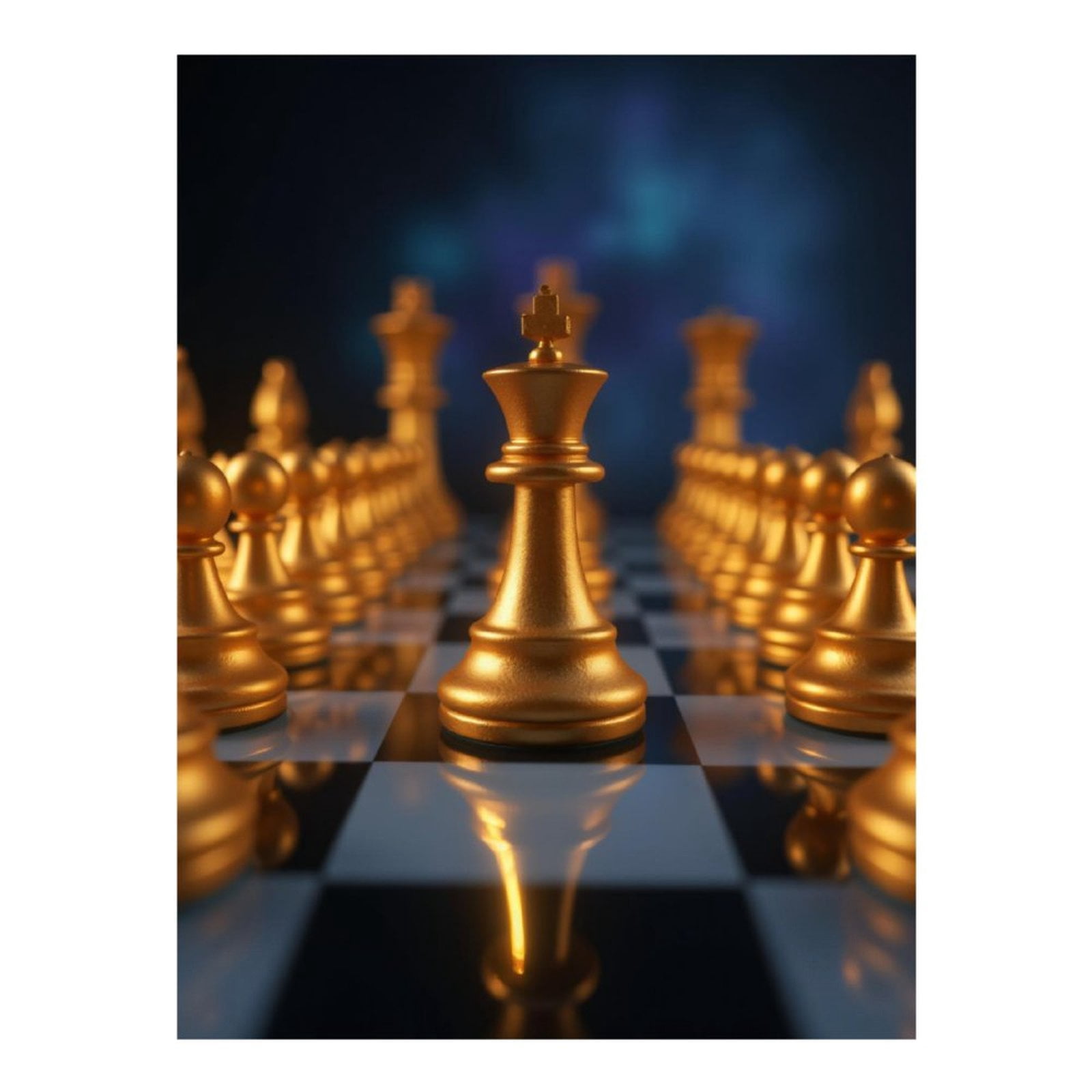 Diamond Art Kits for Adults - Chess Board Gold Pieces Blue Background ...
