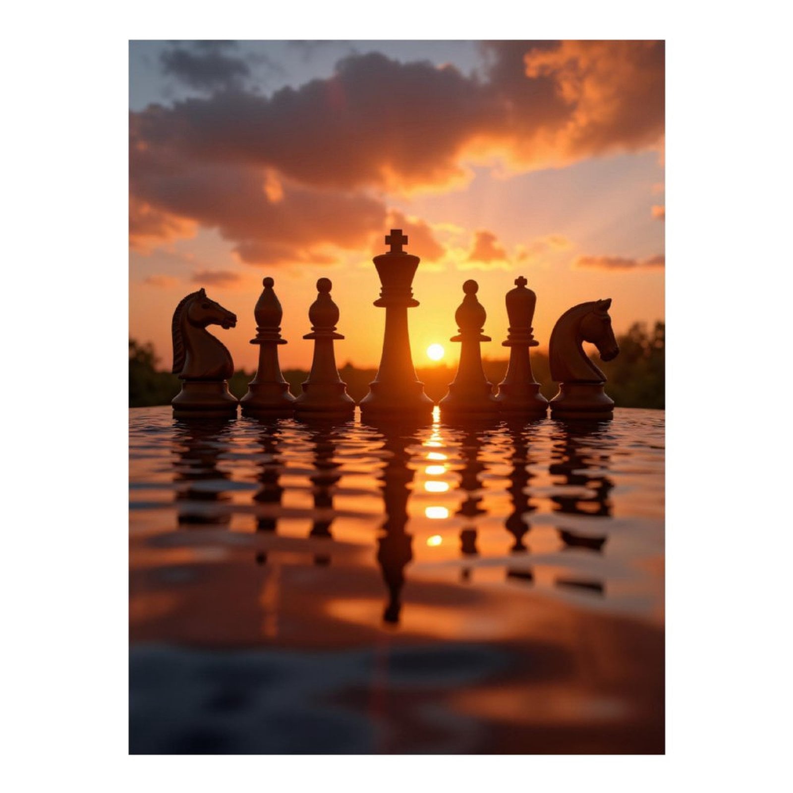 Diamond Art Kits for Adults, Chess Pieces Sunset Reflection 5D Diamond ...