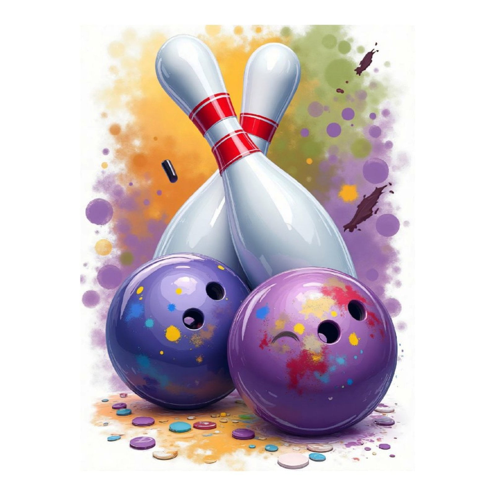 Diamond Art Kits for Adults - Classic Bowling Print No.5 5D Frameless ...