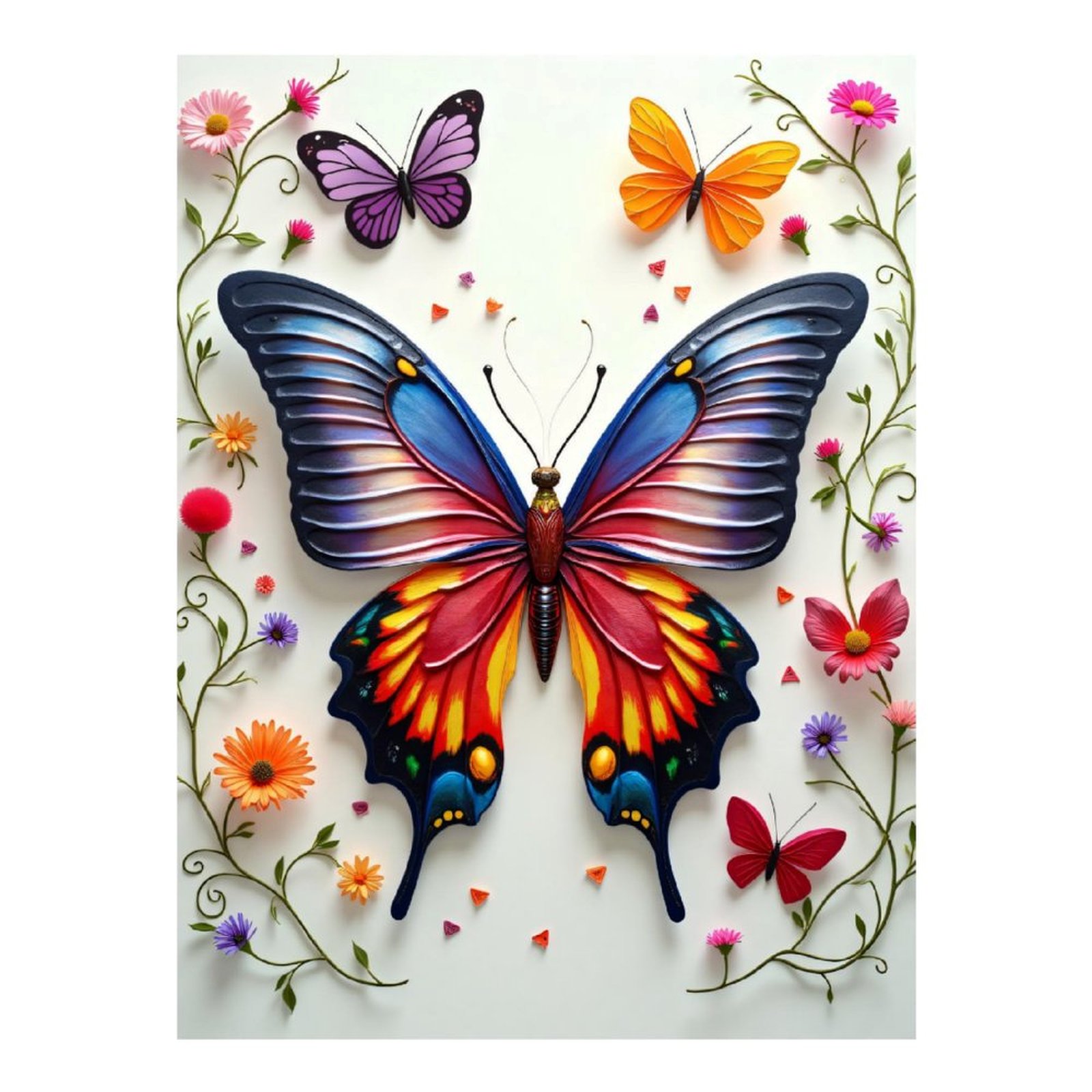 Diamond Art Kits for Adults - Classic Butterfly Flower Print No.970 5D ...