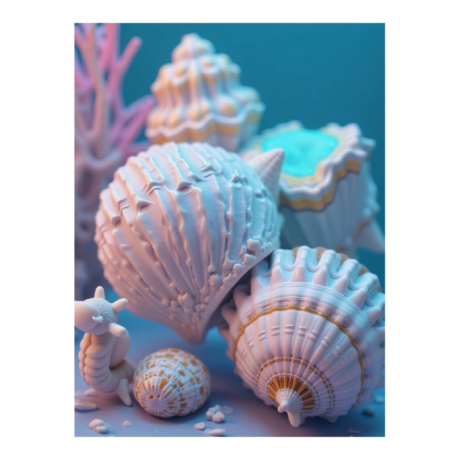 Diamond Art Kits for Adults - Classic Colorful Seashell Print No.11 5D Frameless Dimond Painting ...