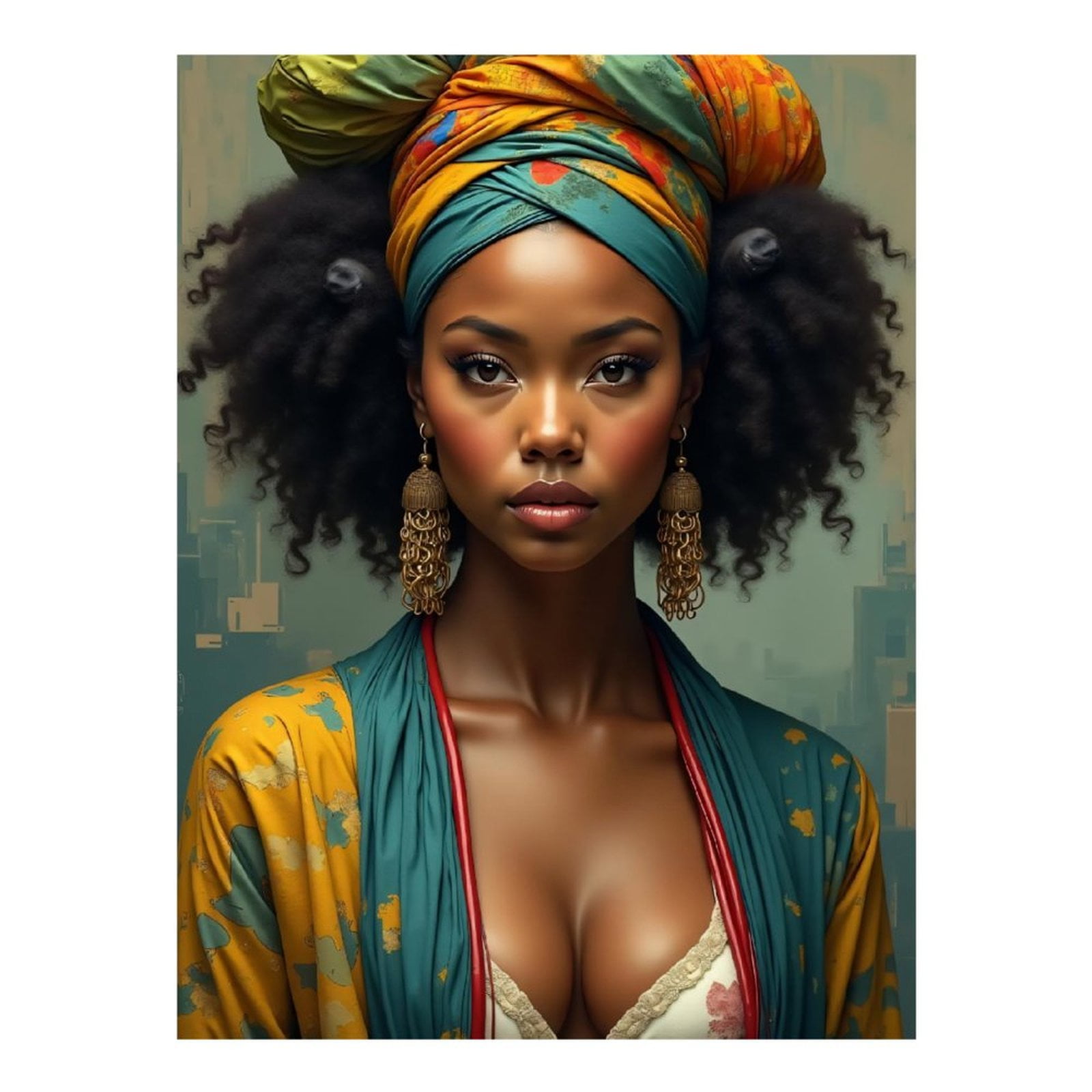 Diamond Art Kits for Adults - Classy African Print No.7 5D Frameless Dimond Painting Kit for ...