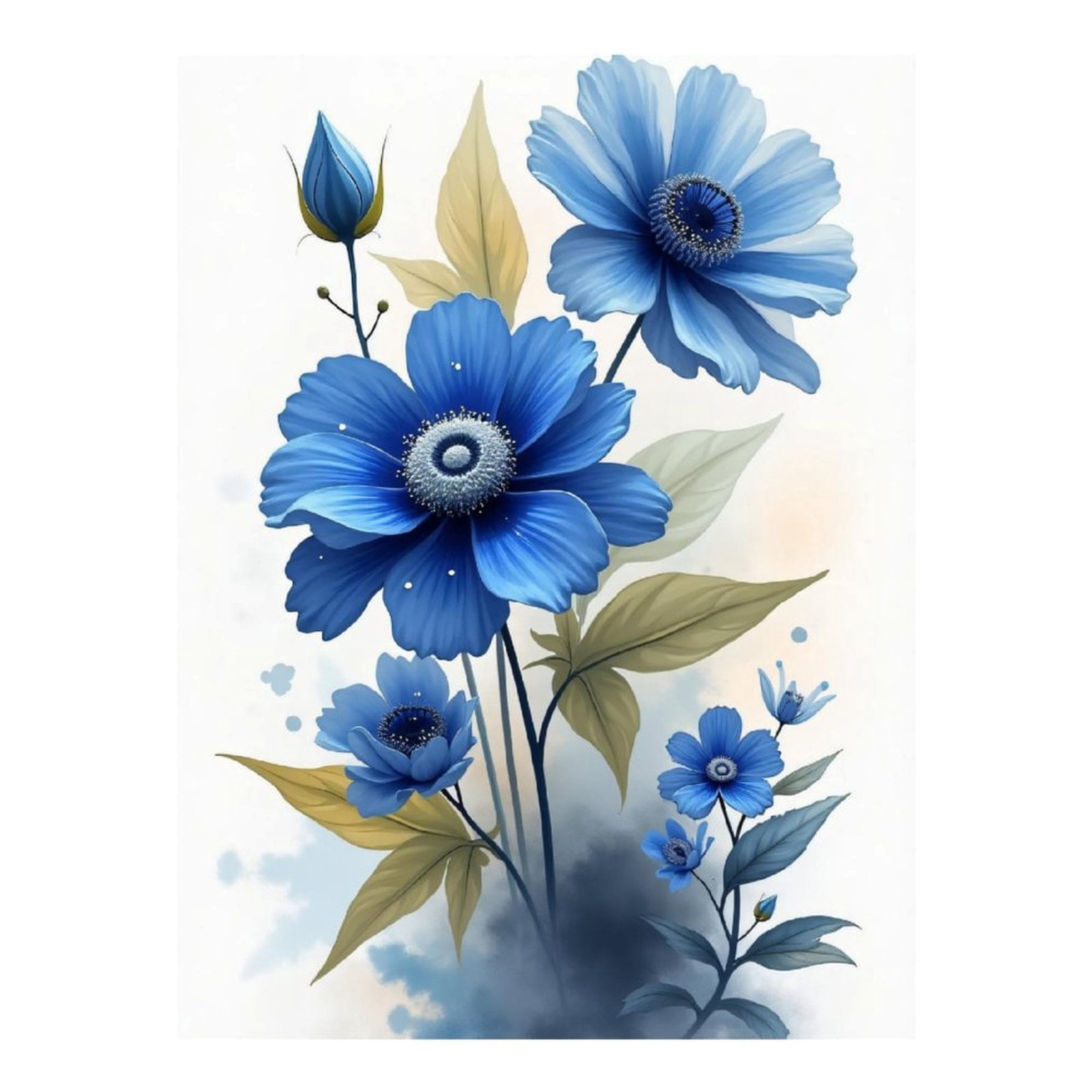Diamond Art Kits for Adults - Classy Anemone Azure Print No.5 5D ...