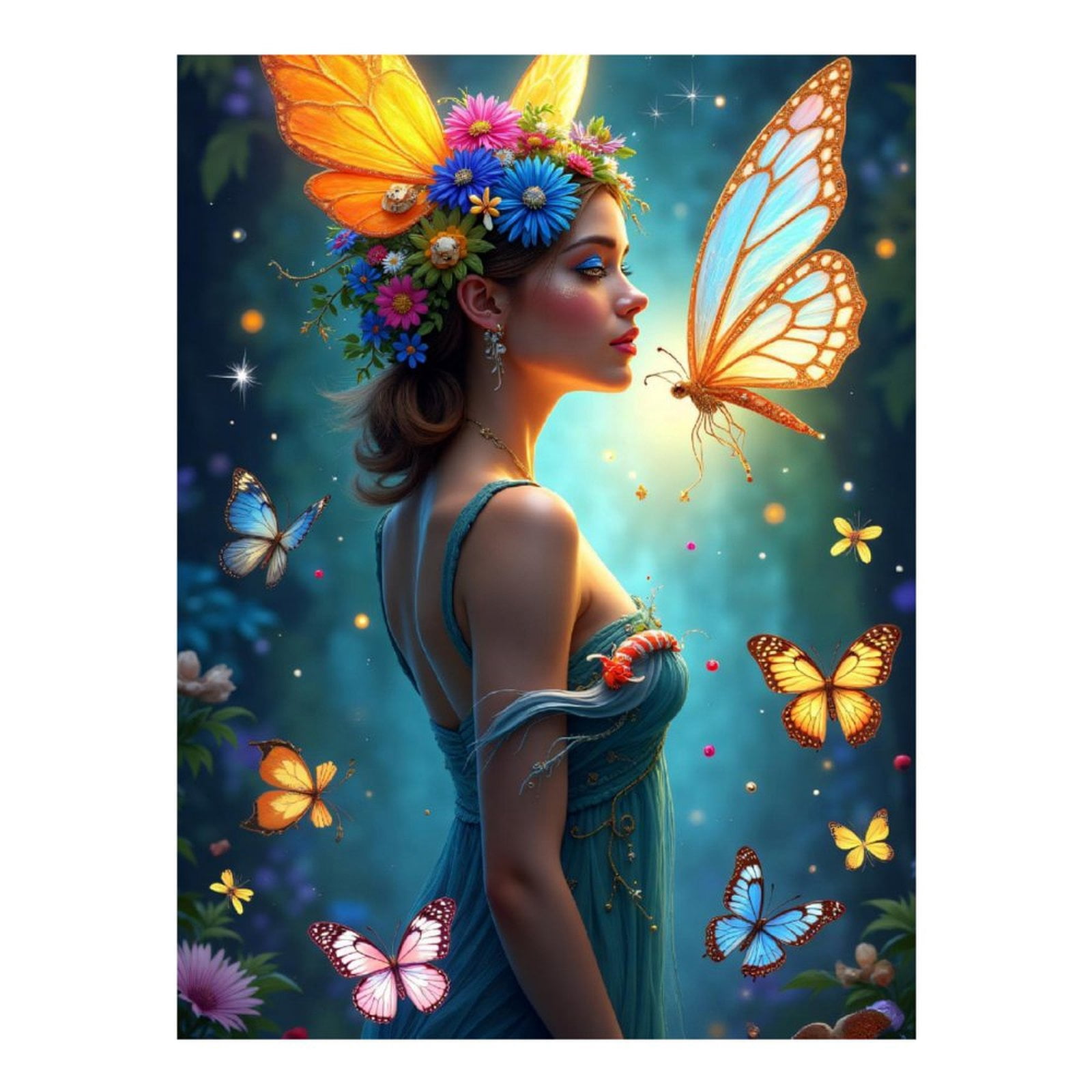 Diamond Art Kits for Adults - Classy Butterfly Woman Print No.306 5D ...