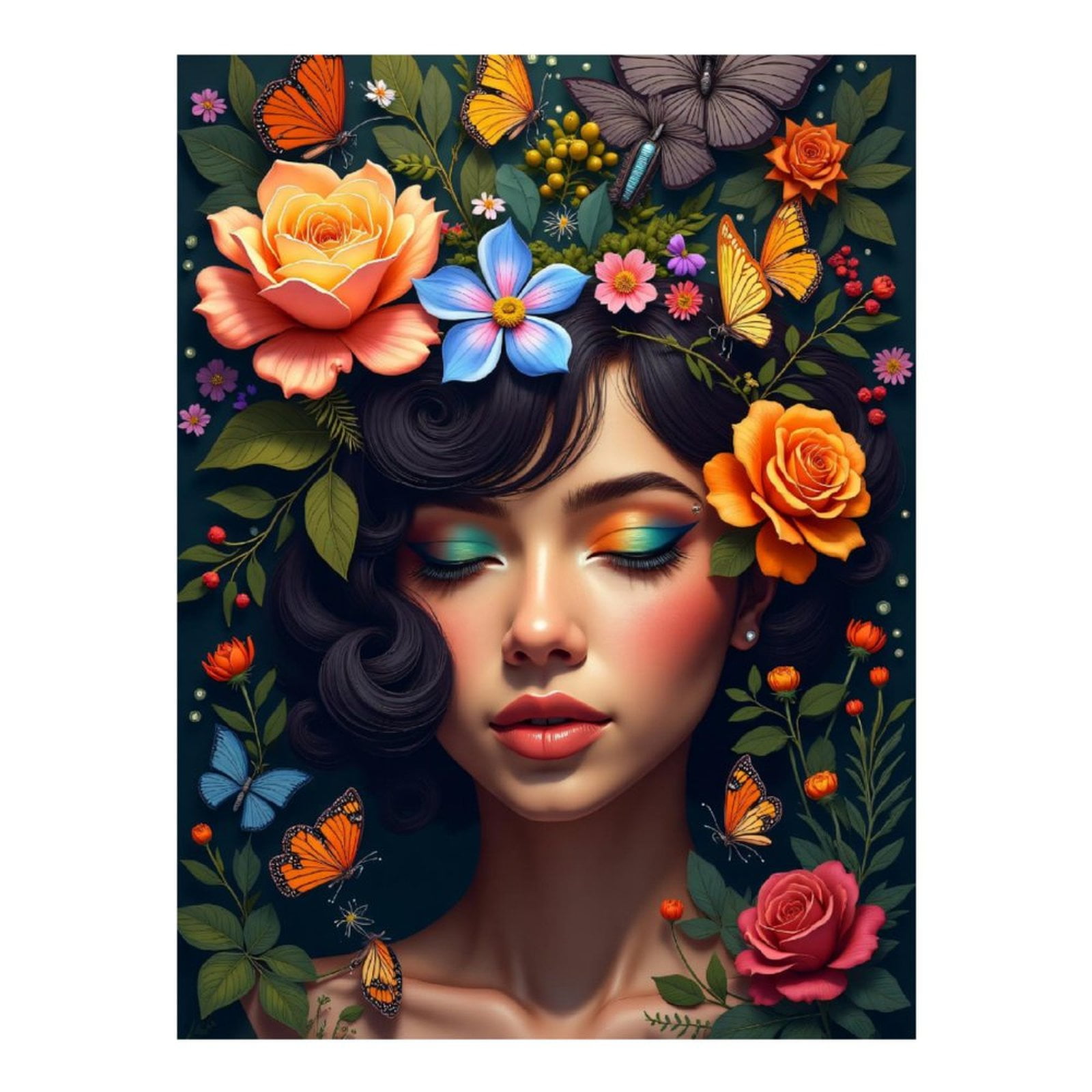 Diamond Art Kits for Adults - Classy Butterfly Woman Print No.849 5D ...