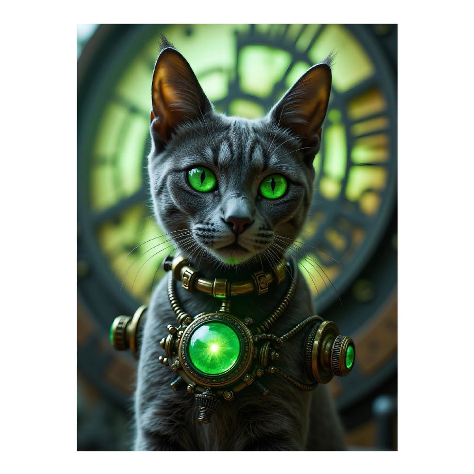 Diamond Art Kits for Adults, Clockwork Feline Emerald Eyes 5D Diamond ...