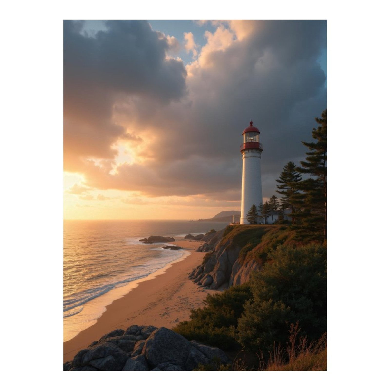 Diamond Art Kits for Adults, Coastal Lighthouse Sunset Scenery 5D ...