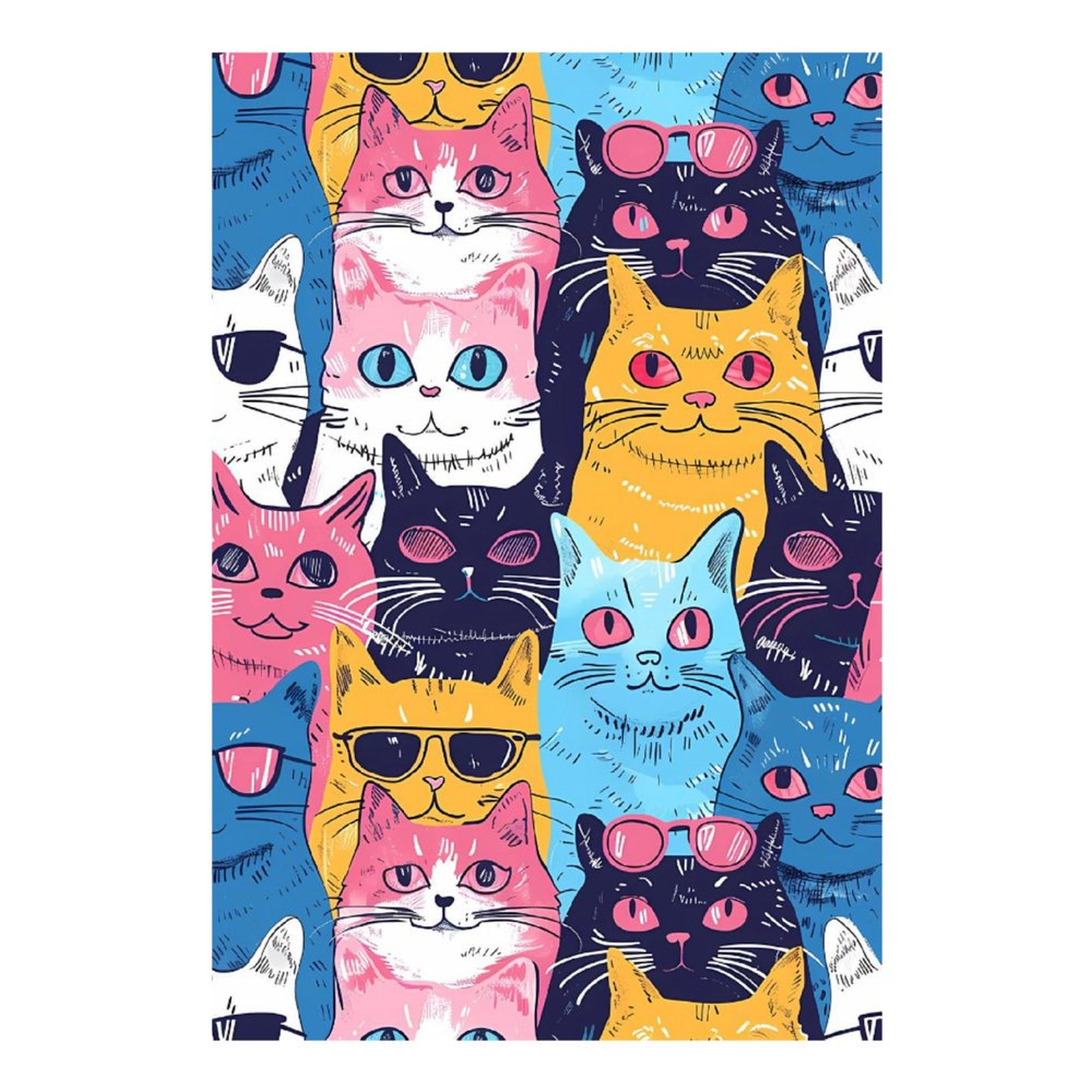Diamond Art Kits for Adults, Colorful Cats Pattern ArtDiamond Painting ...