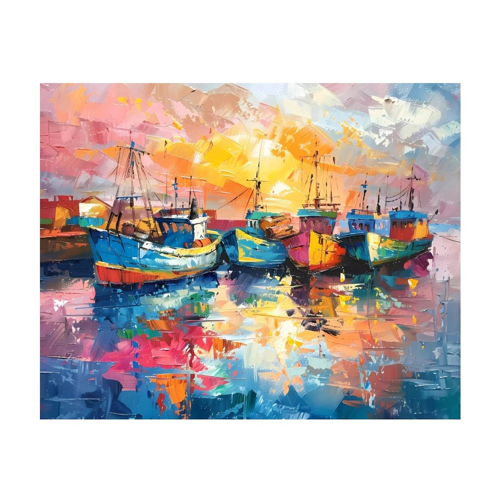 Diamond Art Kits for Adults, Colorful Fishing BoatsDiamond Painting ...