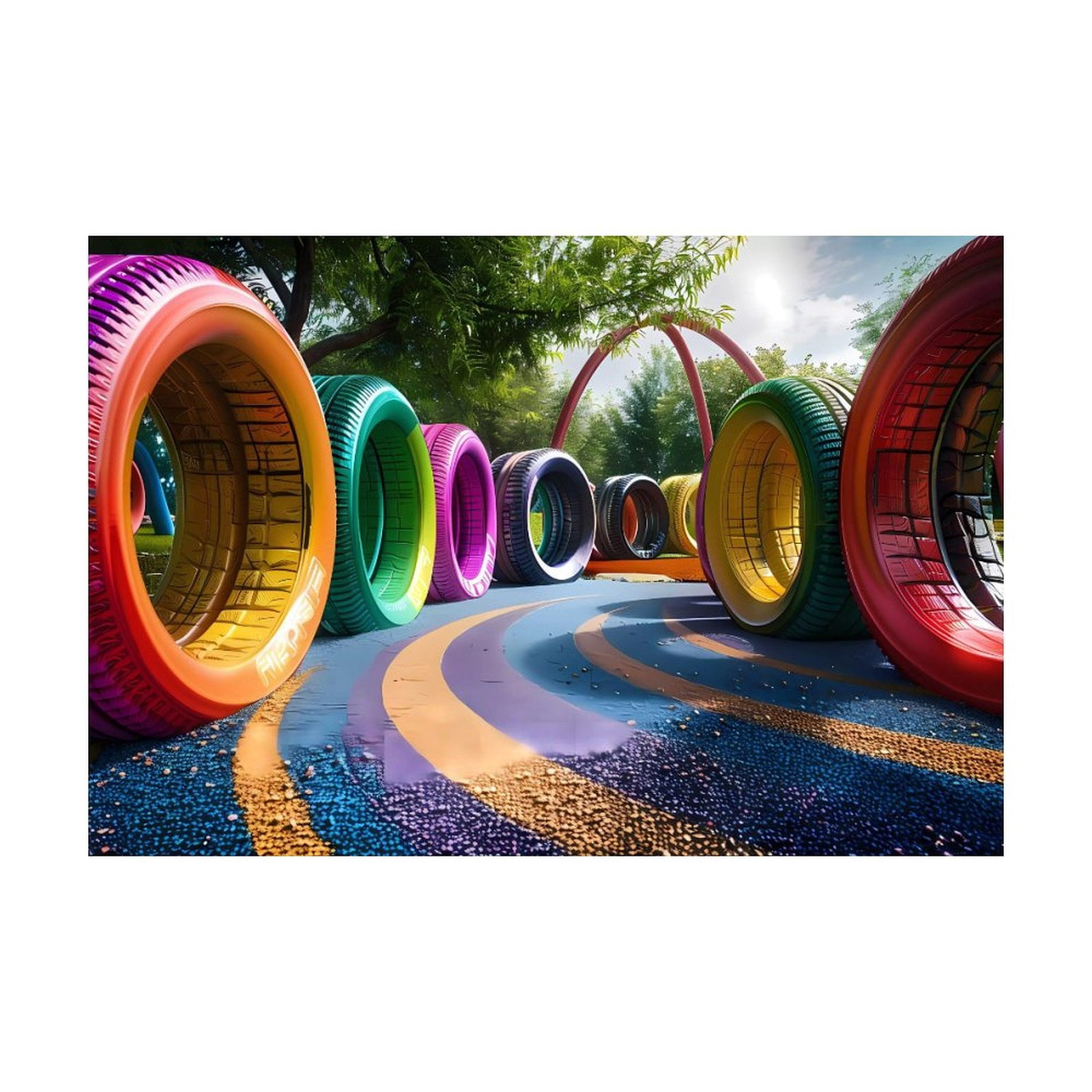Diamond Art Kits for Adults, Colorful Tire Tunnel ParkDiamond Painting ...