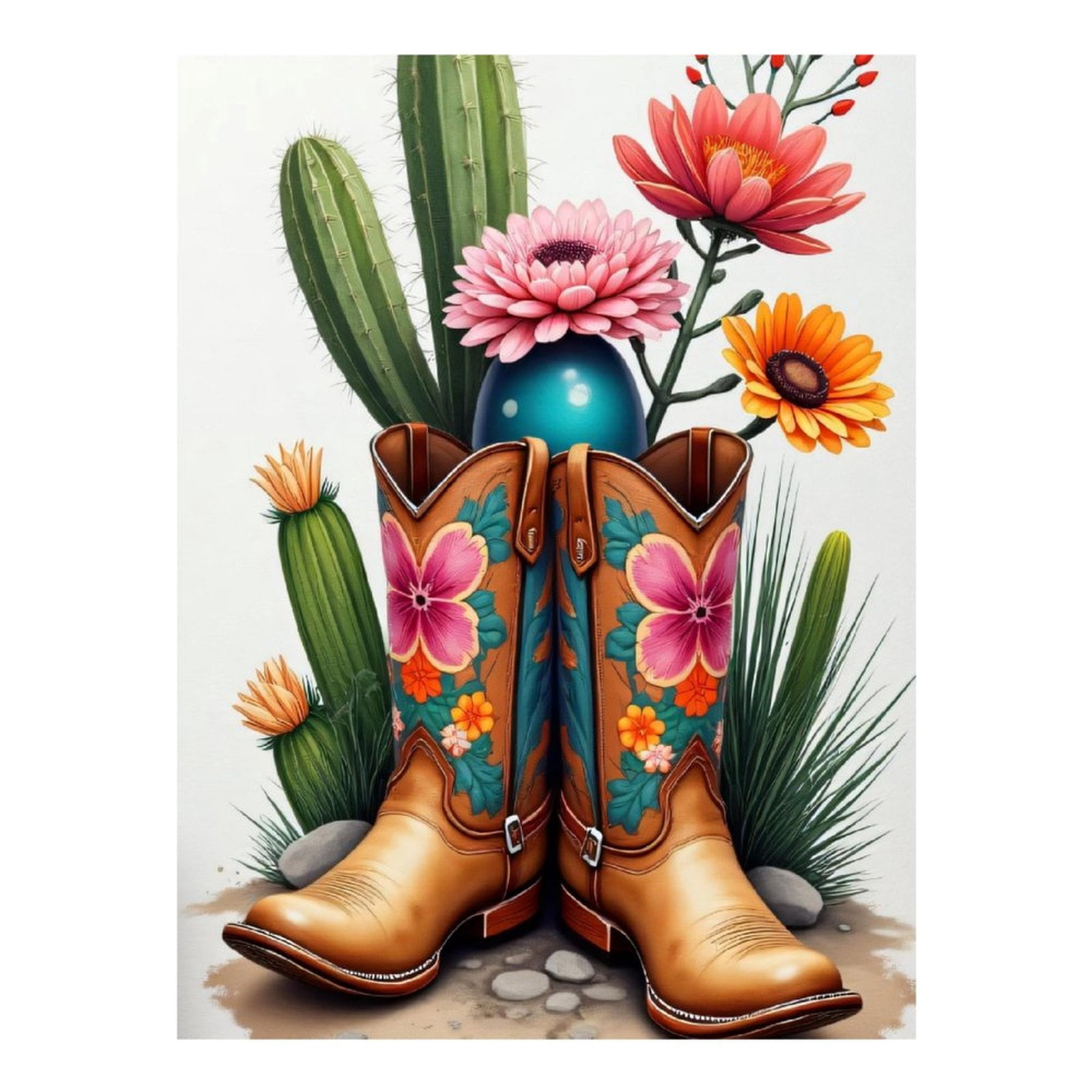 Diamond Art Kits for Adults - Cool Boot Flower Print No.54 5D Frameless ...