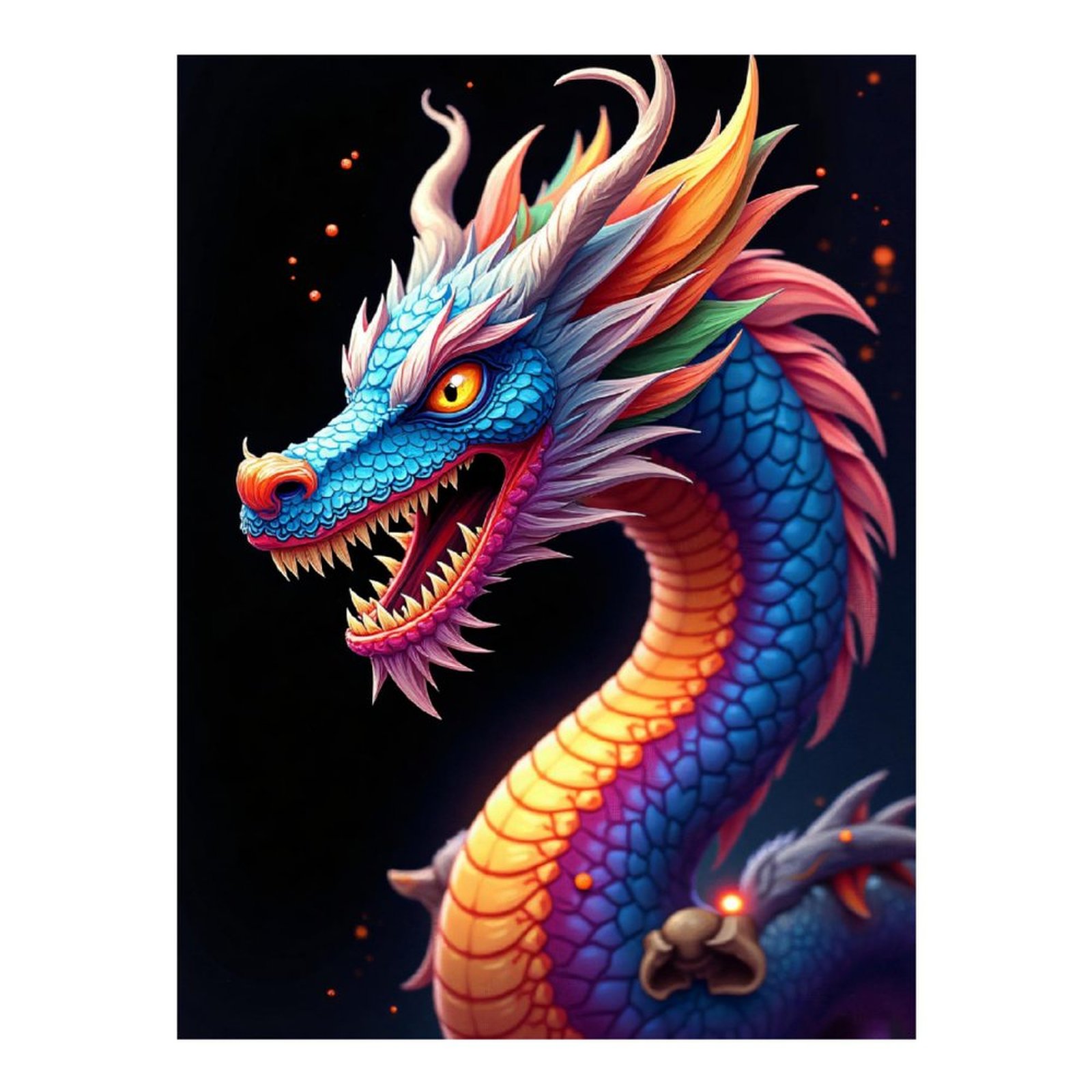 Diamond Art Kits for Adults - Cool Dragon Colorful Print No.717 5D ...