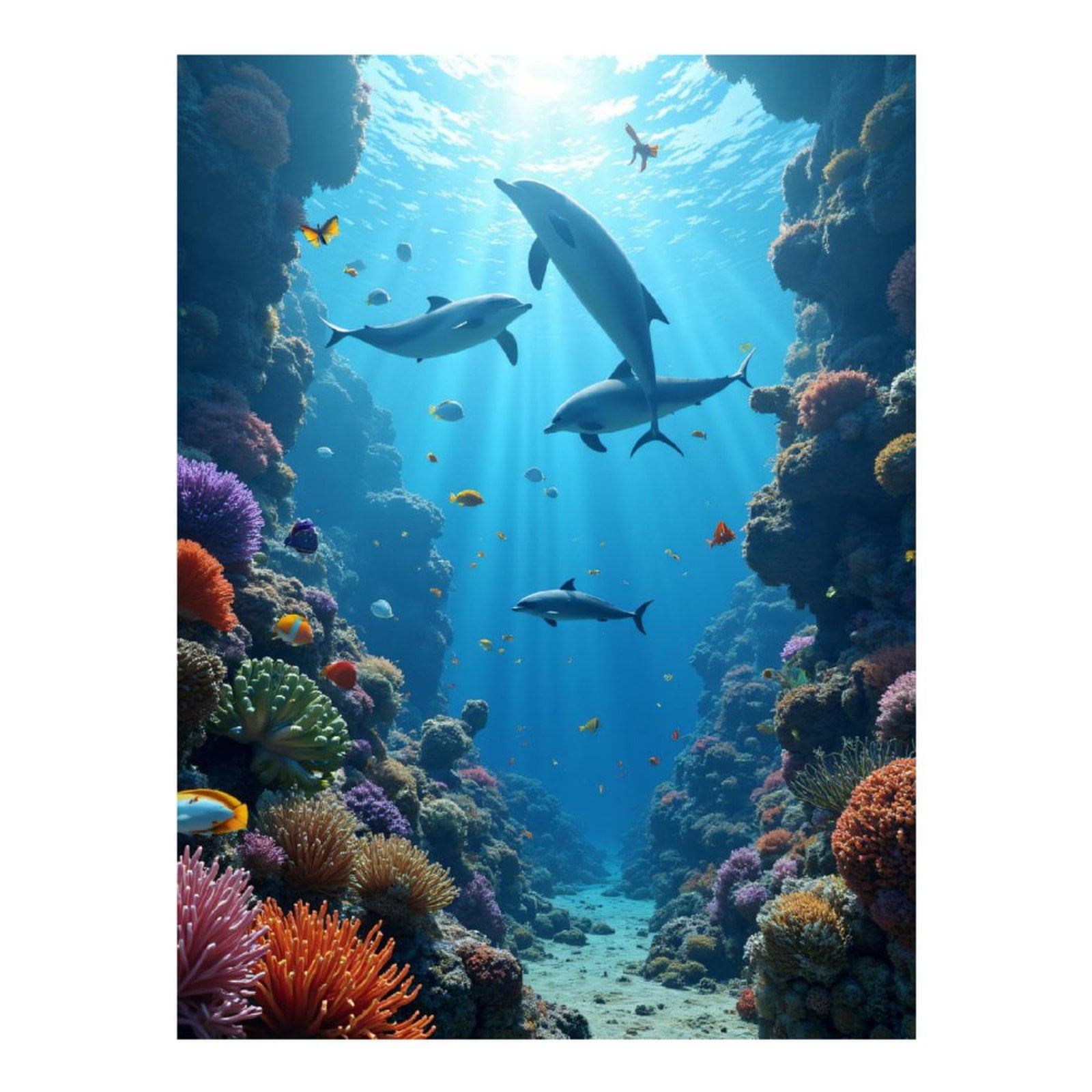 Diamond Art Kits for Adults - Coral Reef Dolphins Ocean Scene 5d ...