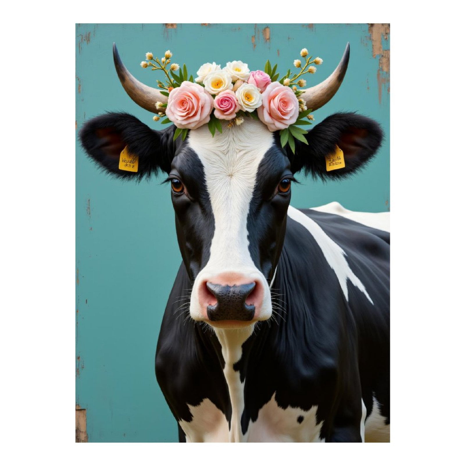 Diamond Art Kits for Adults - Cow Floral Headpiece Portrait 5d Diamond ...