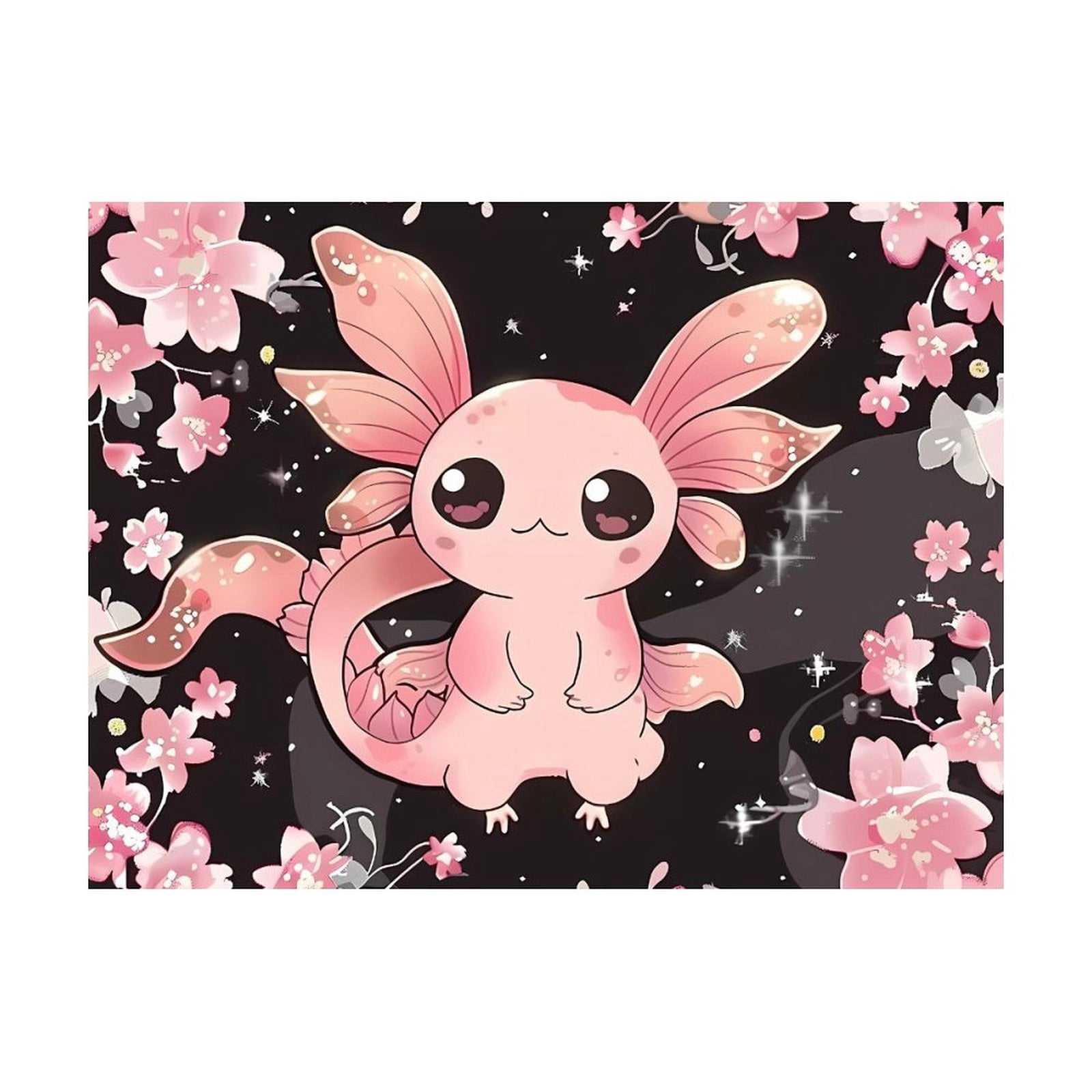 Diamond Art Kits for Adults - Cute Axolotl Sakura Blossoms B DIY ...