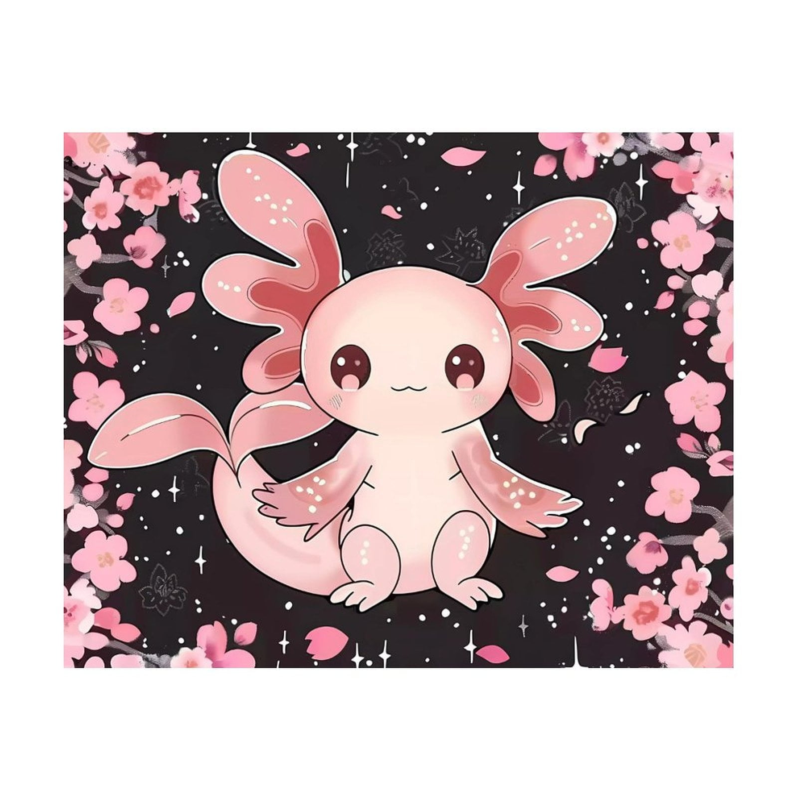 Diamond Art Kits for Adults - Cute Axolotl Sakura Blossoms DIY Diamond ...
