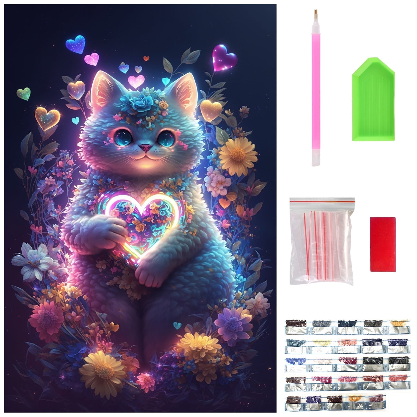 Adult Diamond Art Kits, Cute Cat Gem Art, 5D Full Drill Crystal Crafts ...