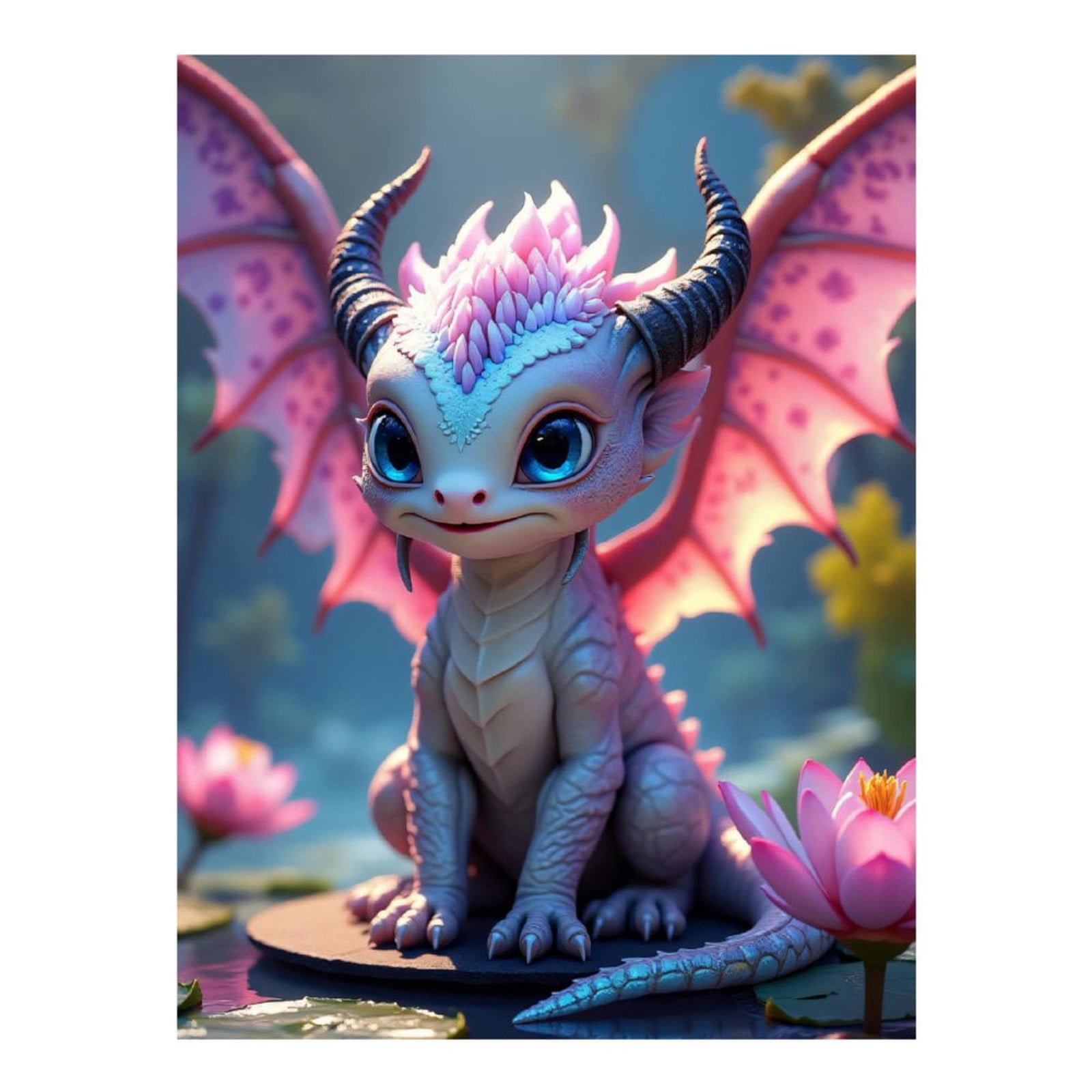 Diamond Art Kits for Adults - Cute Dragon Print Pink No.73 5D Frameless ...