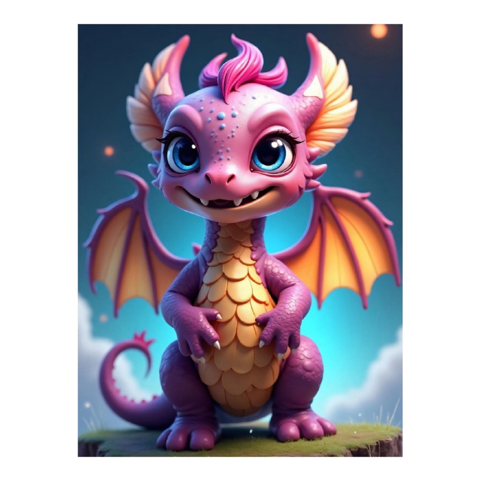 Diamond Art Kits for Adults - Cute Dragon Purple Print No.68 5D ...