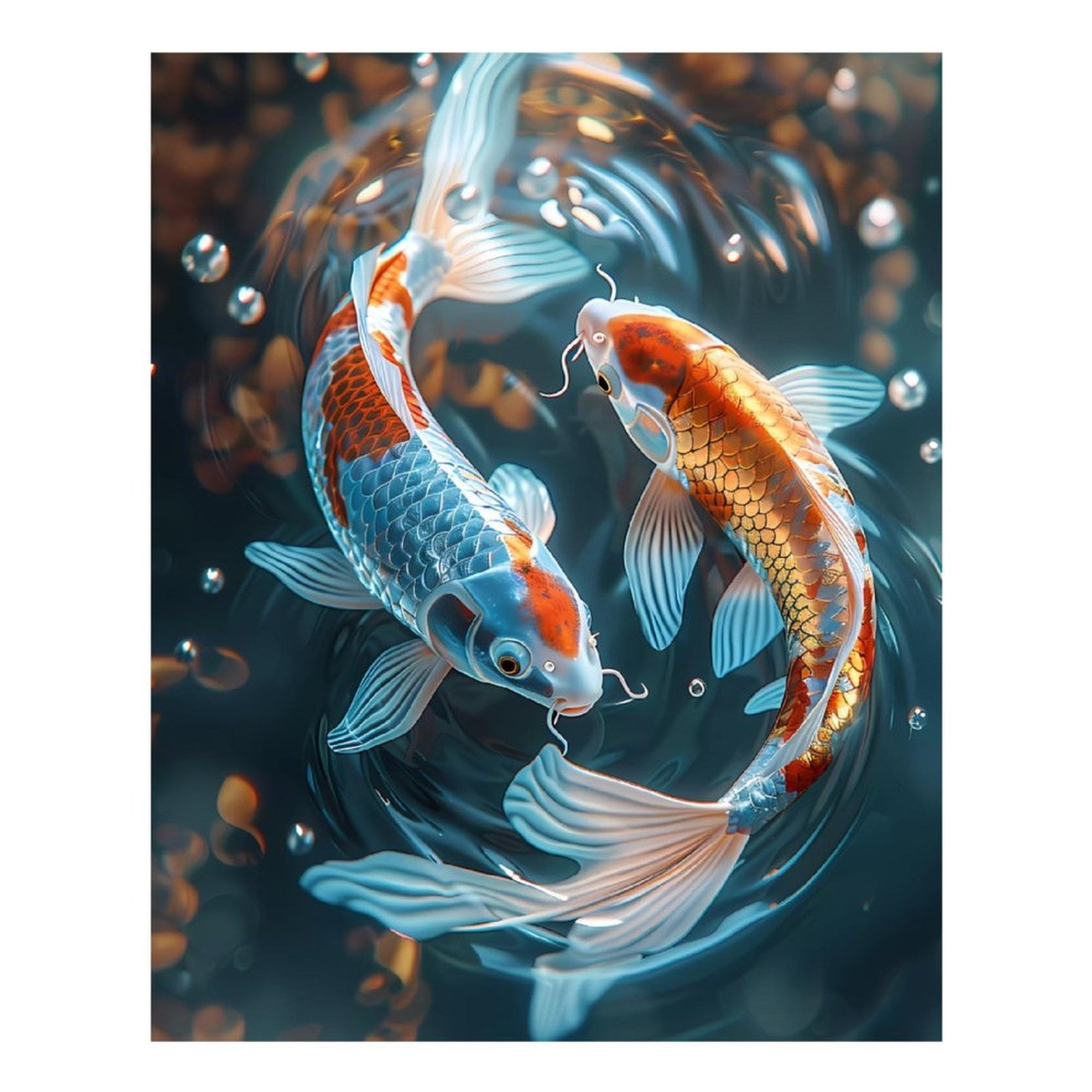 Diamond Art Kits for Adults - Cute Koi Fish Serenity DIY Frameless ...