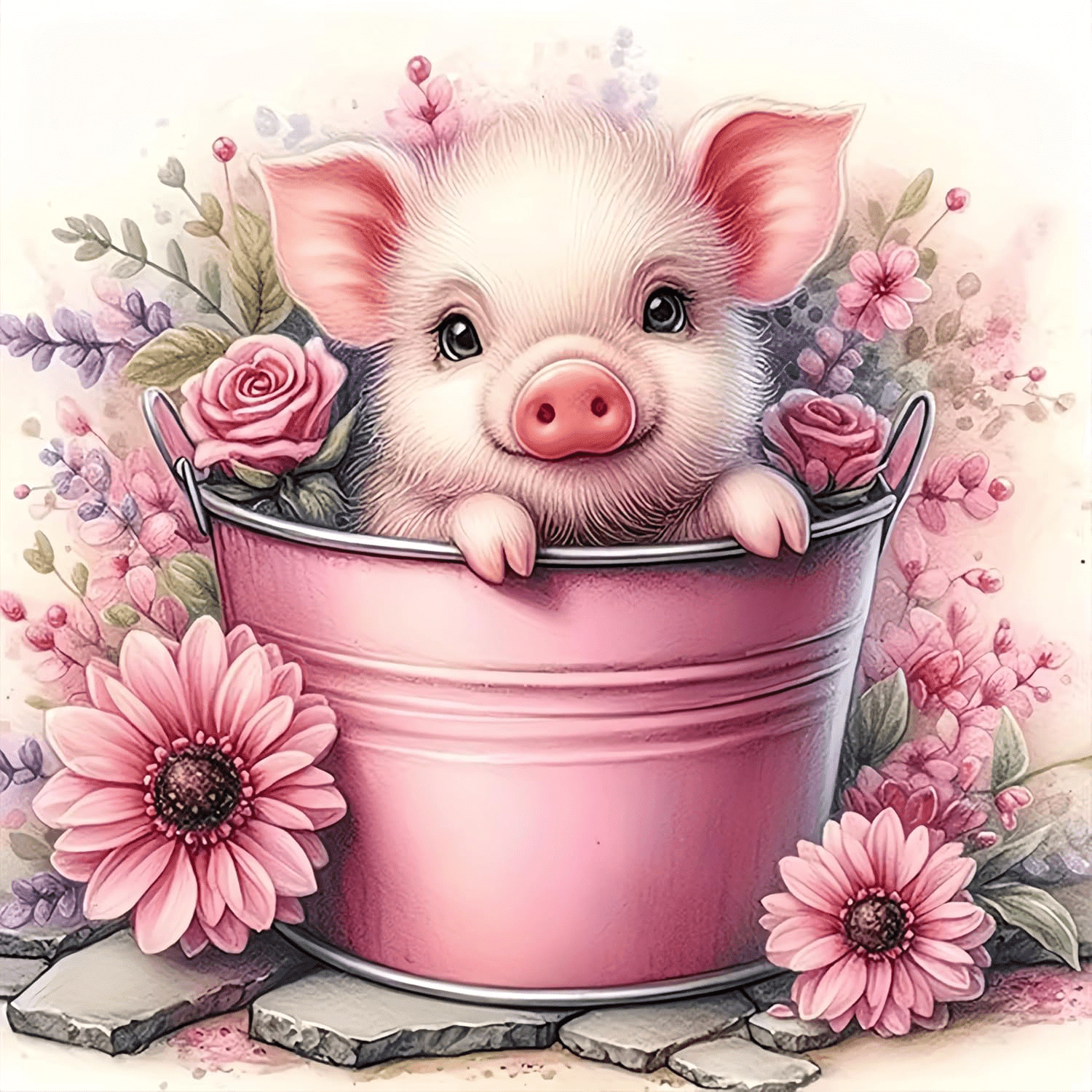 Diamond Art Kits for Adults, Cute Pig 5D Diamond Painting Kits Dots for ...