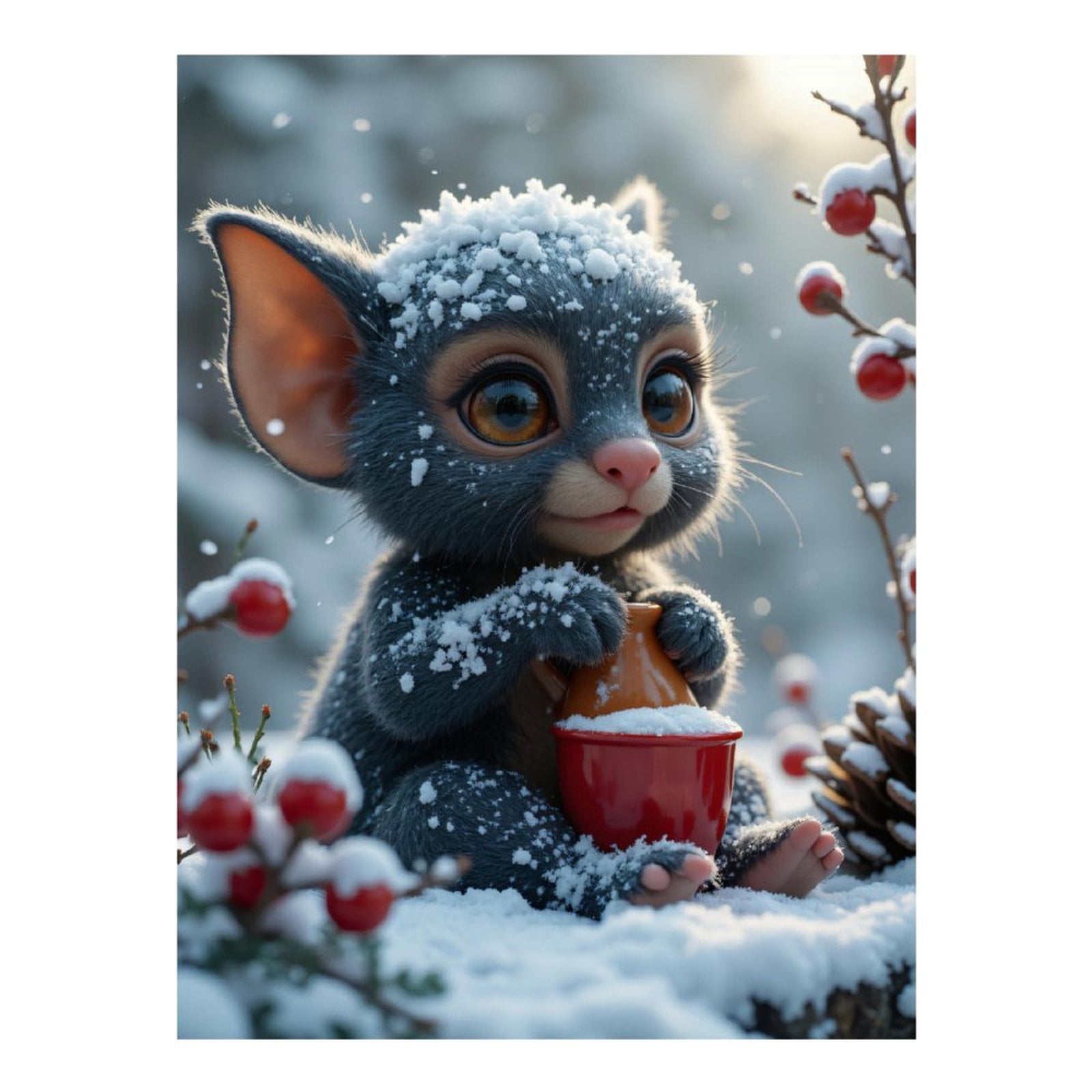 Diamond Art Kits for Adults - Cute Winter Creature With Berries 5d ...