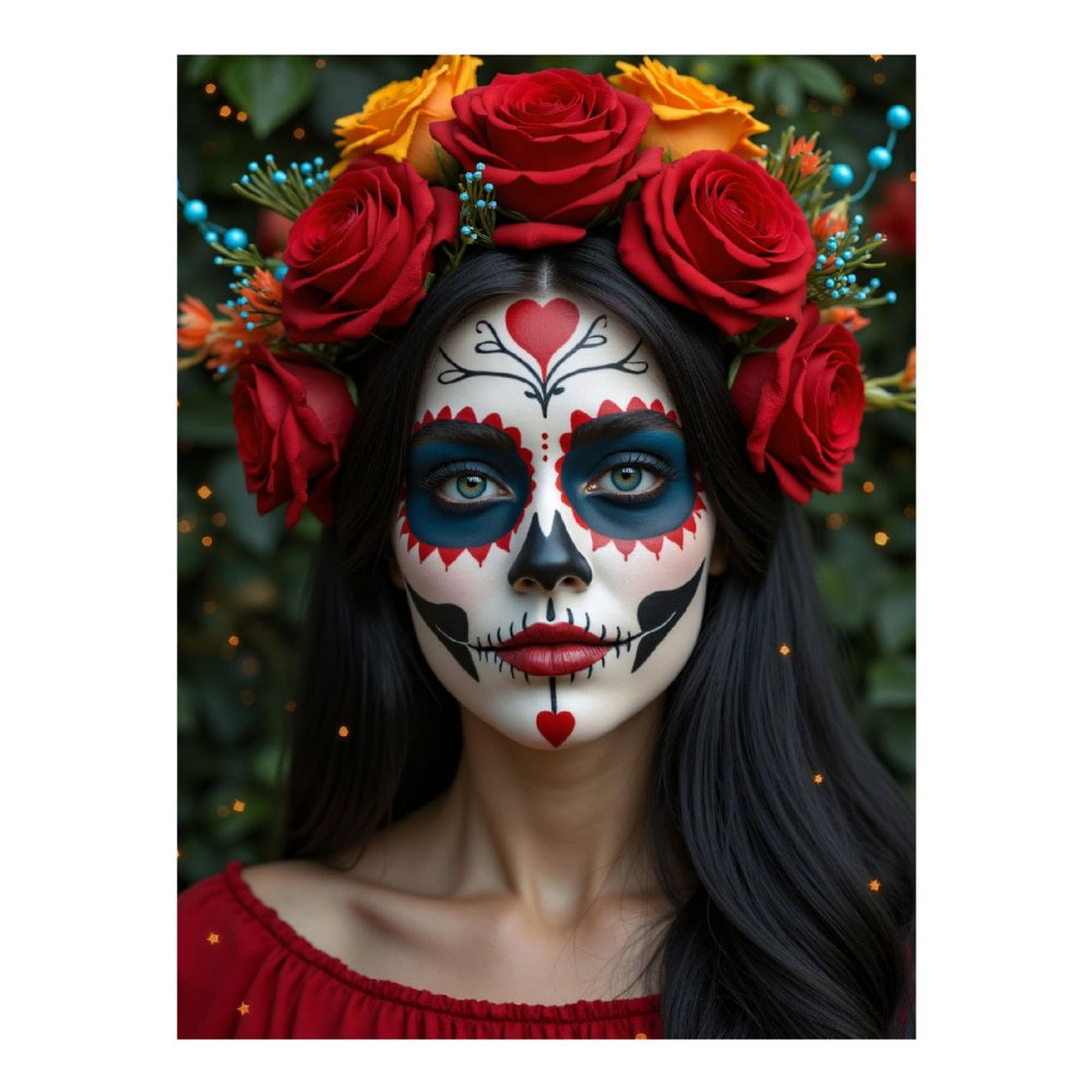 Diamond Art Kits for Adults, Day Of The Dead Face Paint Flowers 5D ...