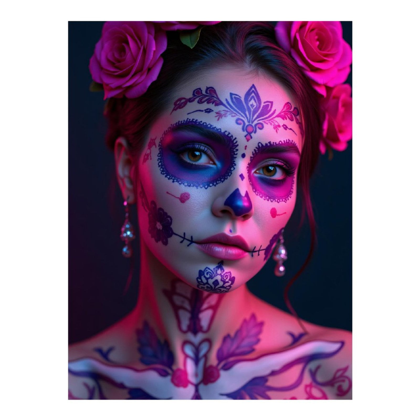 Diamond Art Kits for Adults, Day Of The Dead Face Paint Roses 5D ...