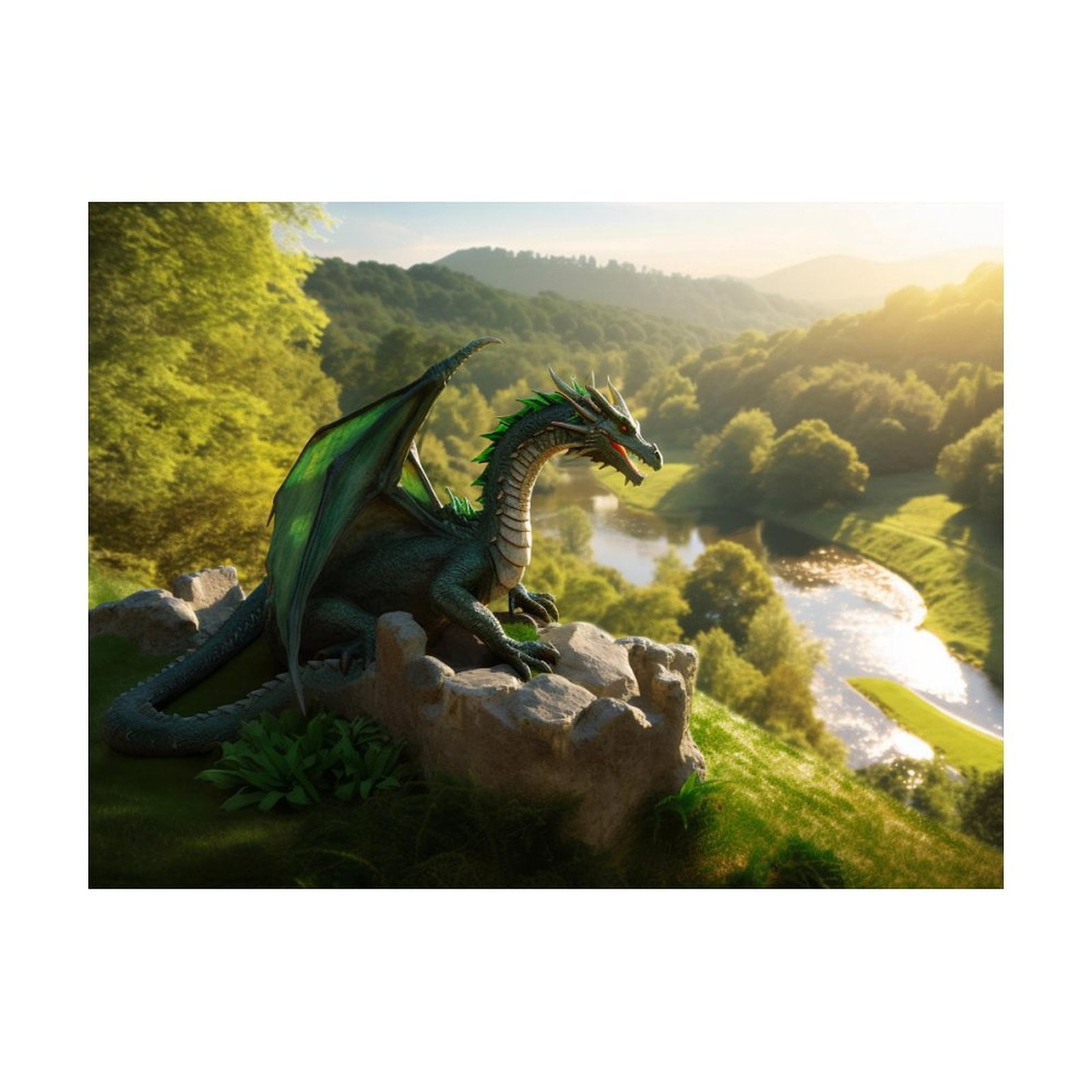 Diamond Art Kits for Adults - Deep Forest Stone Green Dragon 5D ...