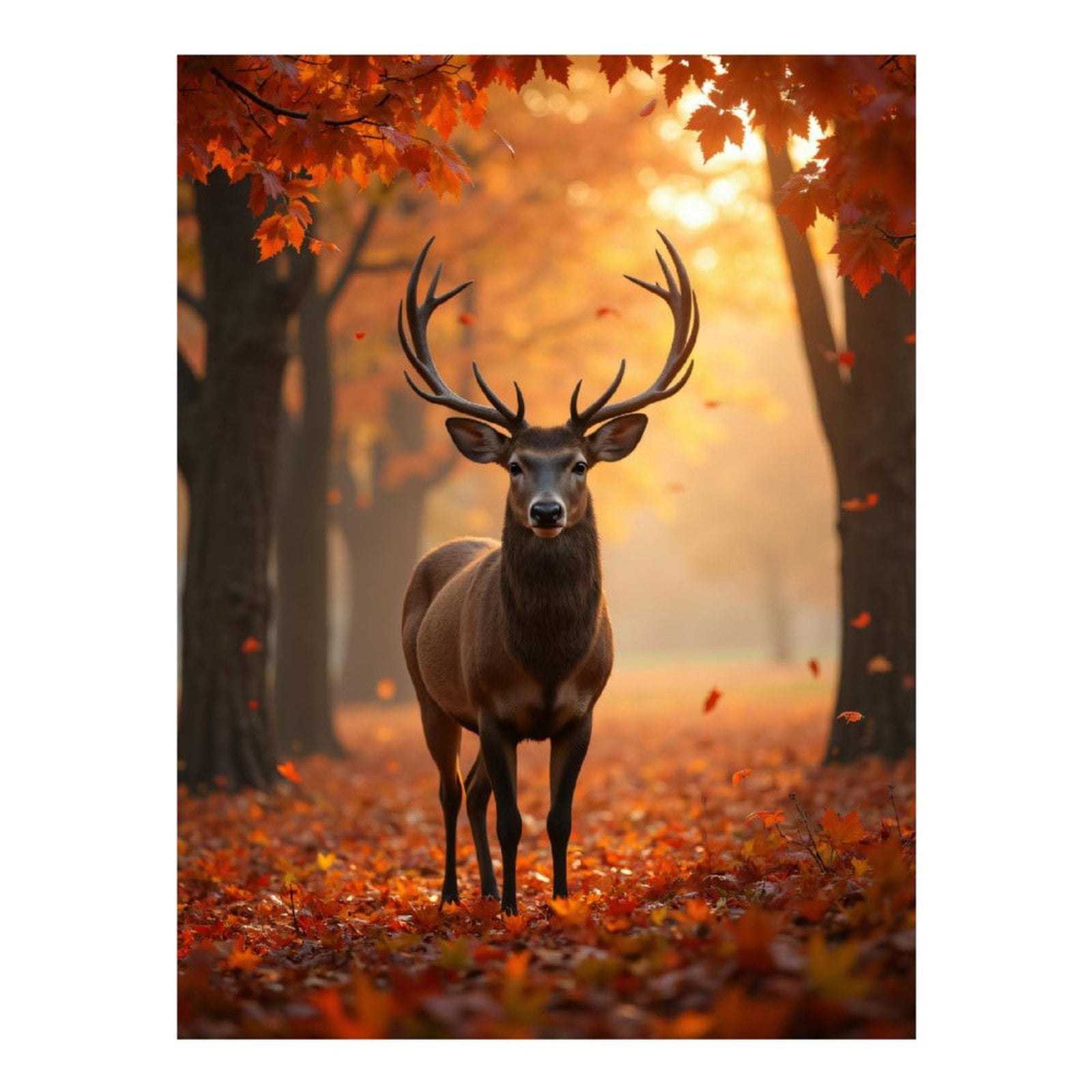 Diamond Art Kits for Adults - Deer Autumn Forest Scene Orange Leaves 5d Diamond Painting for ...