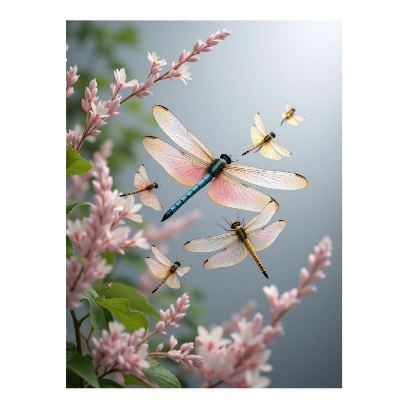 Diamond Art Kits for Adults - Dragonflies Pastel Garden Blooms 5d Diamond Painting for Adults ...