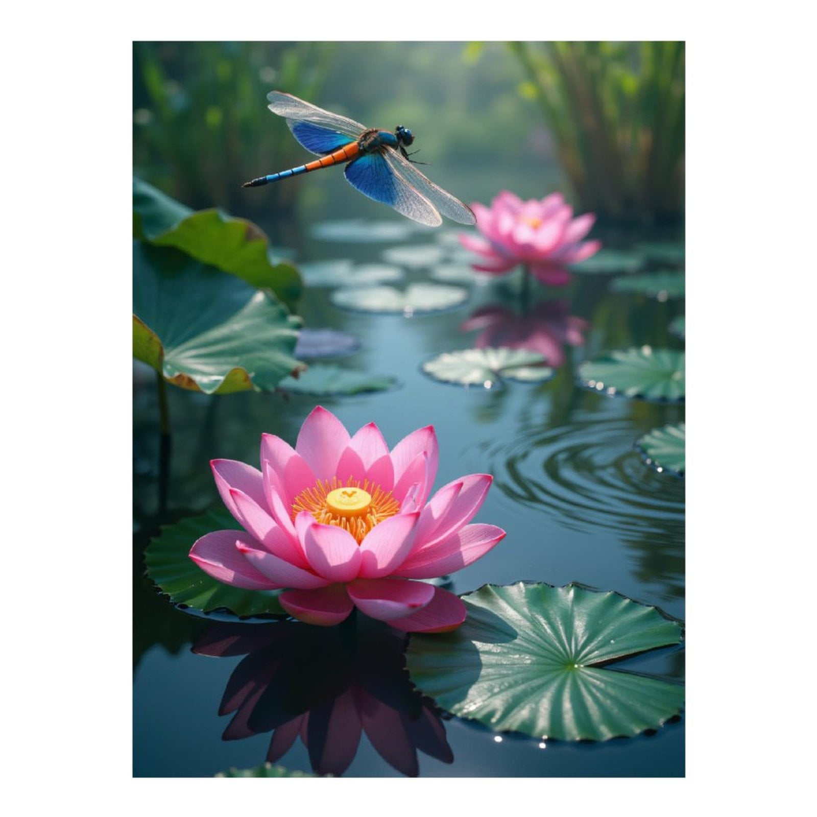 Diamond Art Kits for Adults - Dragonfly Lotus Pond Reflection 5d ...
