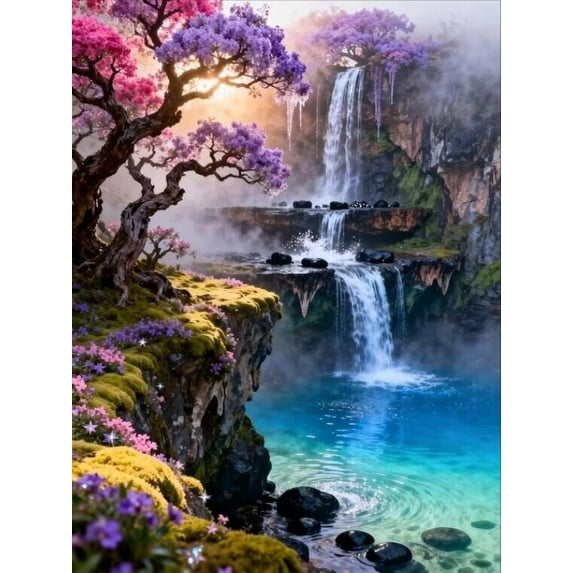 Diamond Art Kits for Adults,Dream Forest Waterfall Diamond Paintings ...