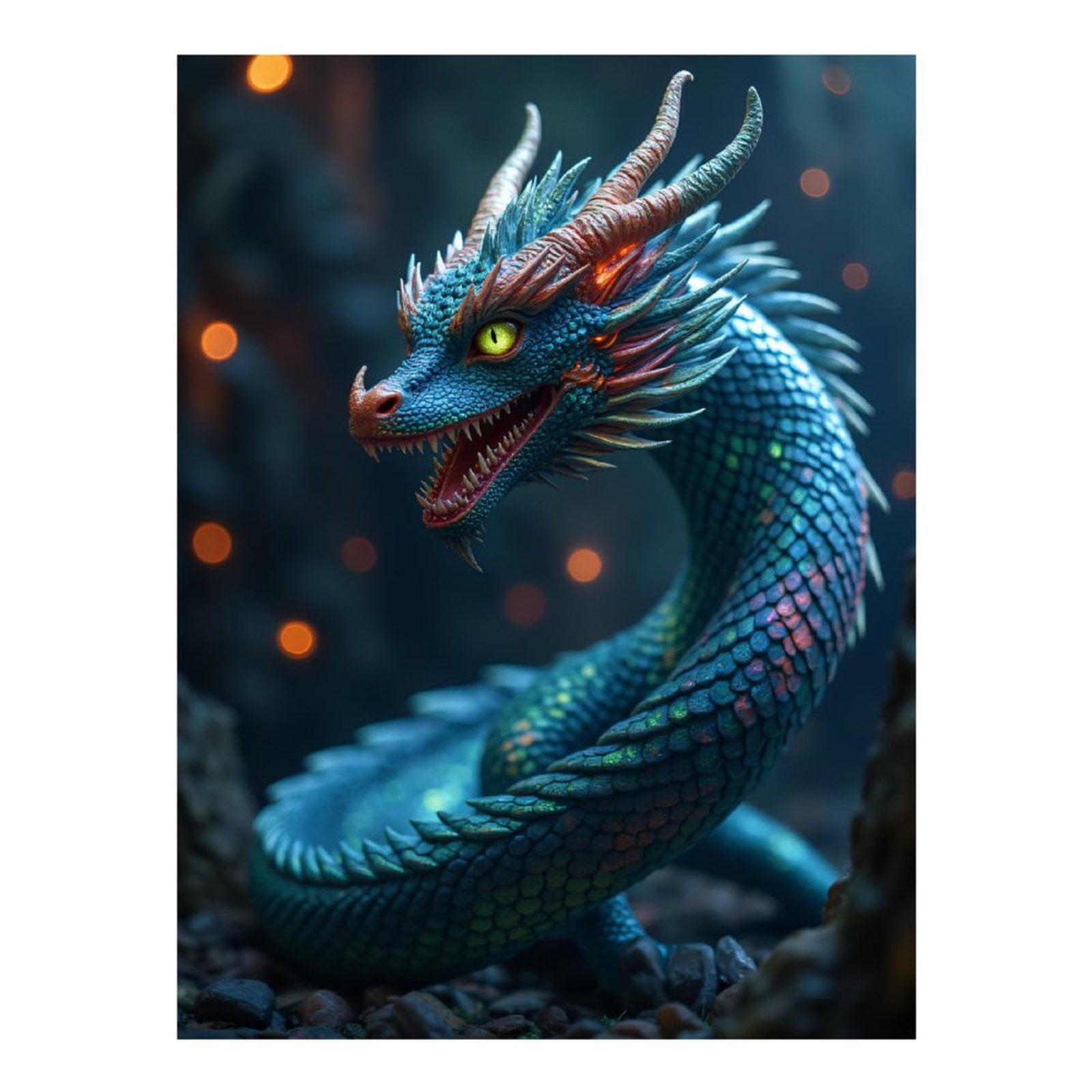 Diamond Art Kits for Adults - Enchanted Serpentine Creature Roaring 5d ...
