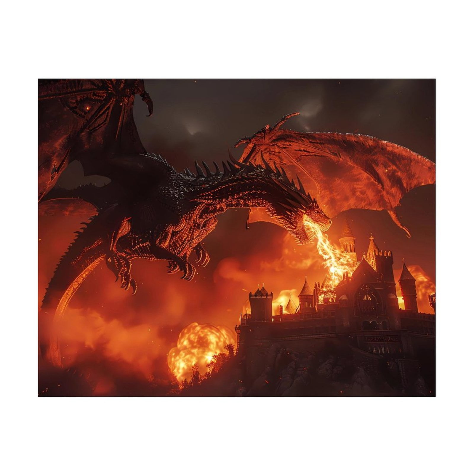 Diamond Art Kits for Adults - Fiery Dragons Castle Attack 5D Frameless ...