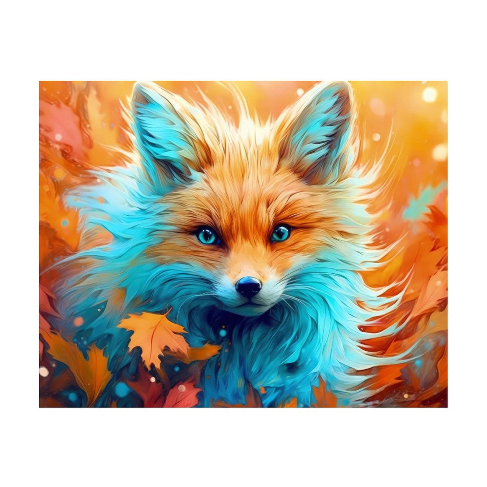Diamond Art Kits for Adults - Fiery Red Maple Leaf Fox DIY Diamond ...
