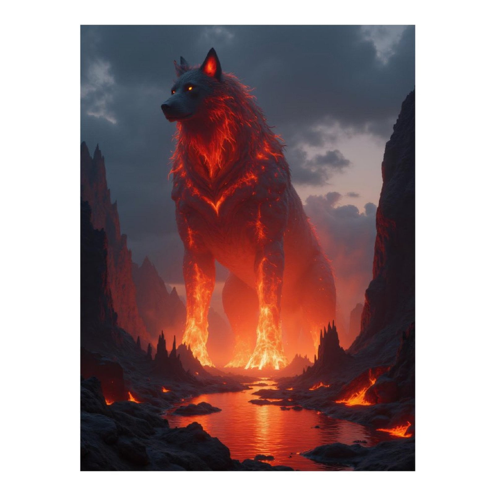 Diamond Art Kits for Adults, Fiery Spirit Wolf Landscape Sky 5D Diamond ...