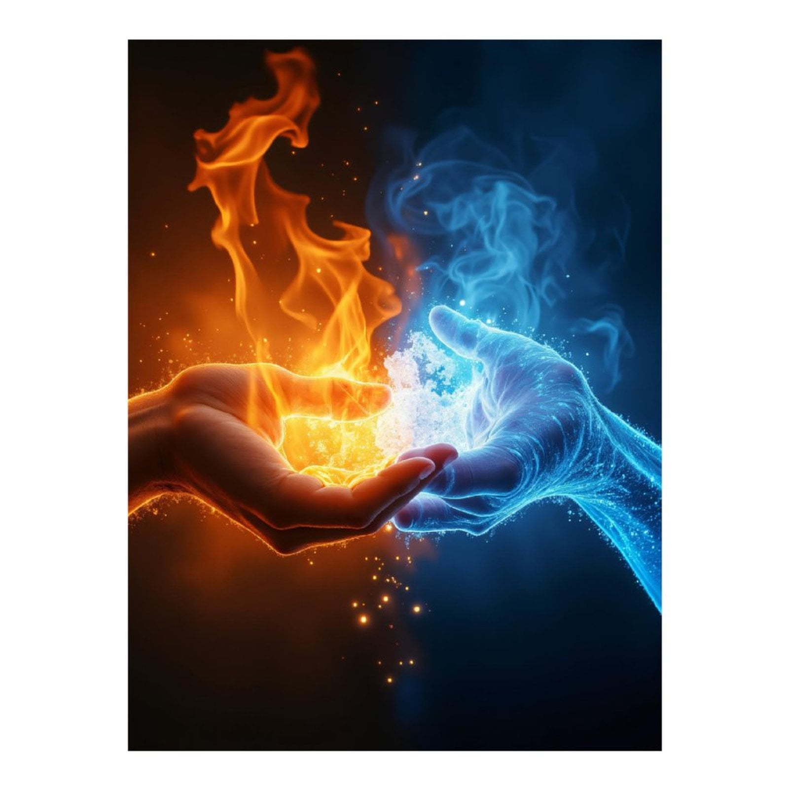 Diamond Art Kits for Adults - Fire And Ice Elemental Hands 5d Diamond ...