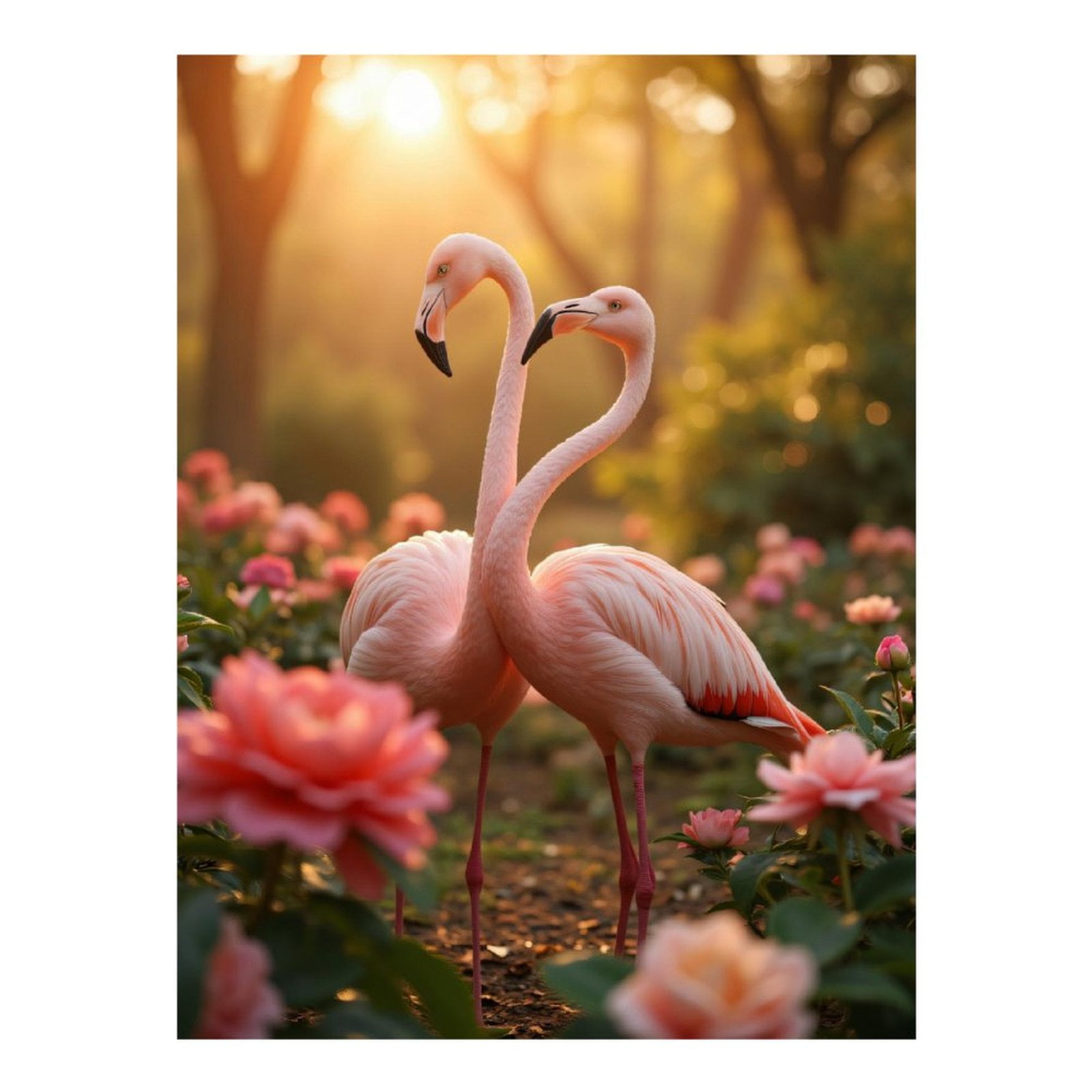 Diamond Art Kits for Adults, Flamingos In Sunlit Flower Garden 5D ...