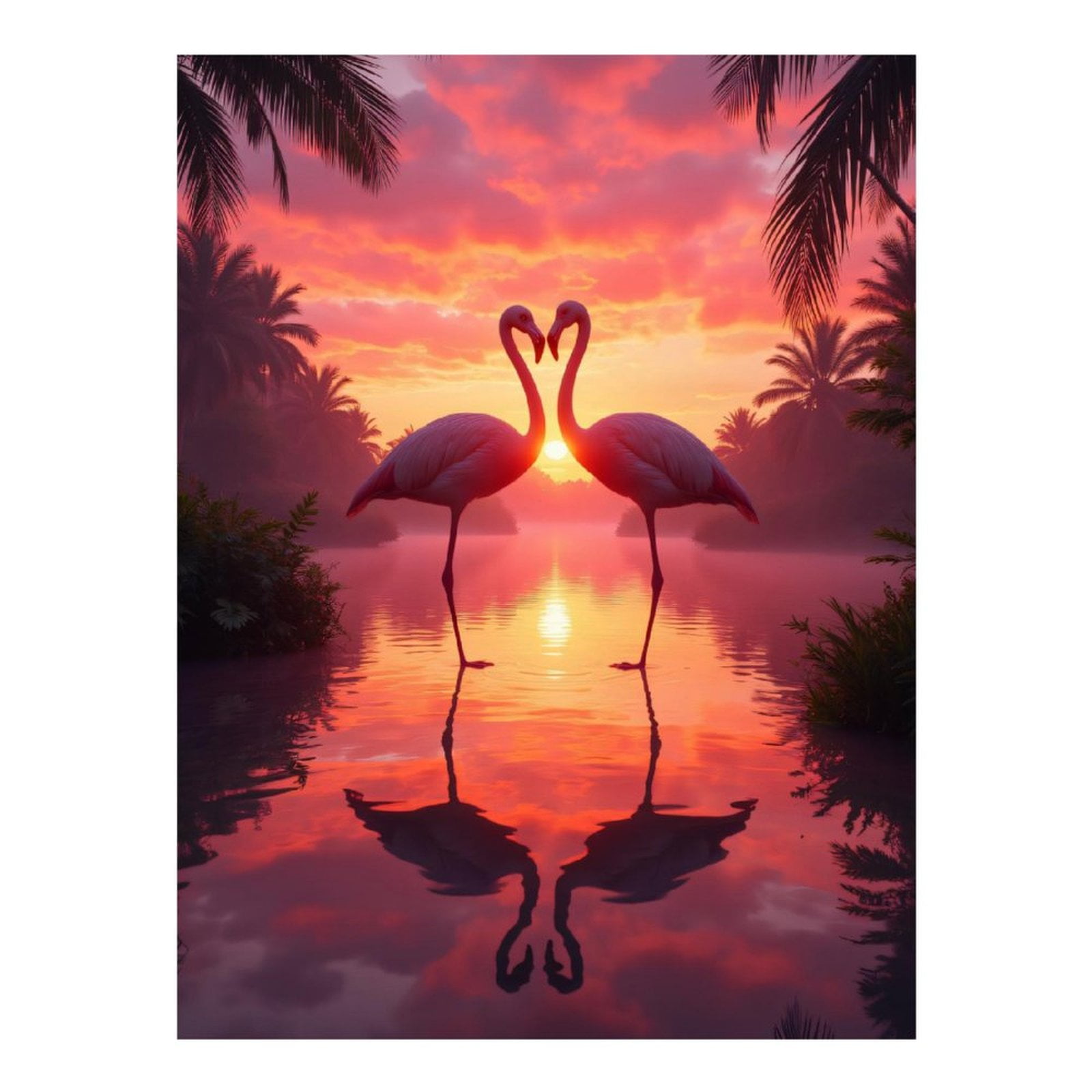 Diamond Art Kits for Adults - Flamingos Sunset Reflection Lake 5d ...