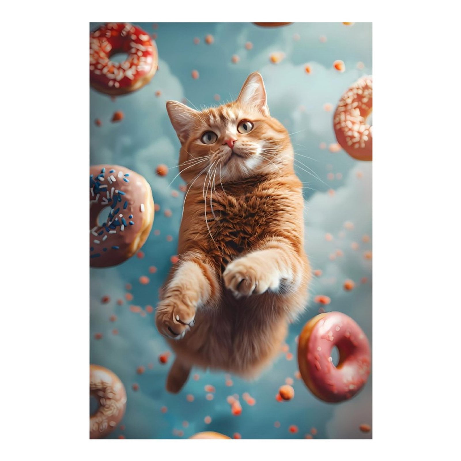 Diamond Art Kits for Adults, Floating Cat And Donuts Round Full Drill ...