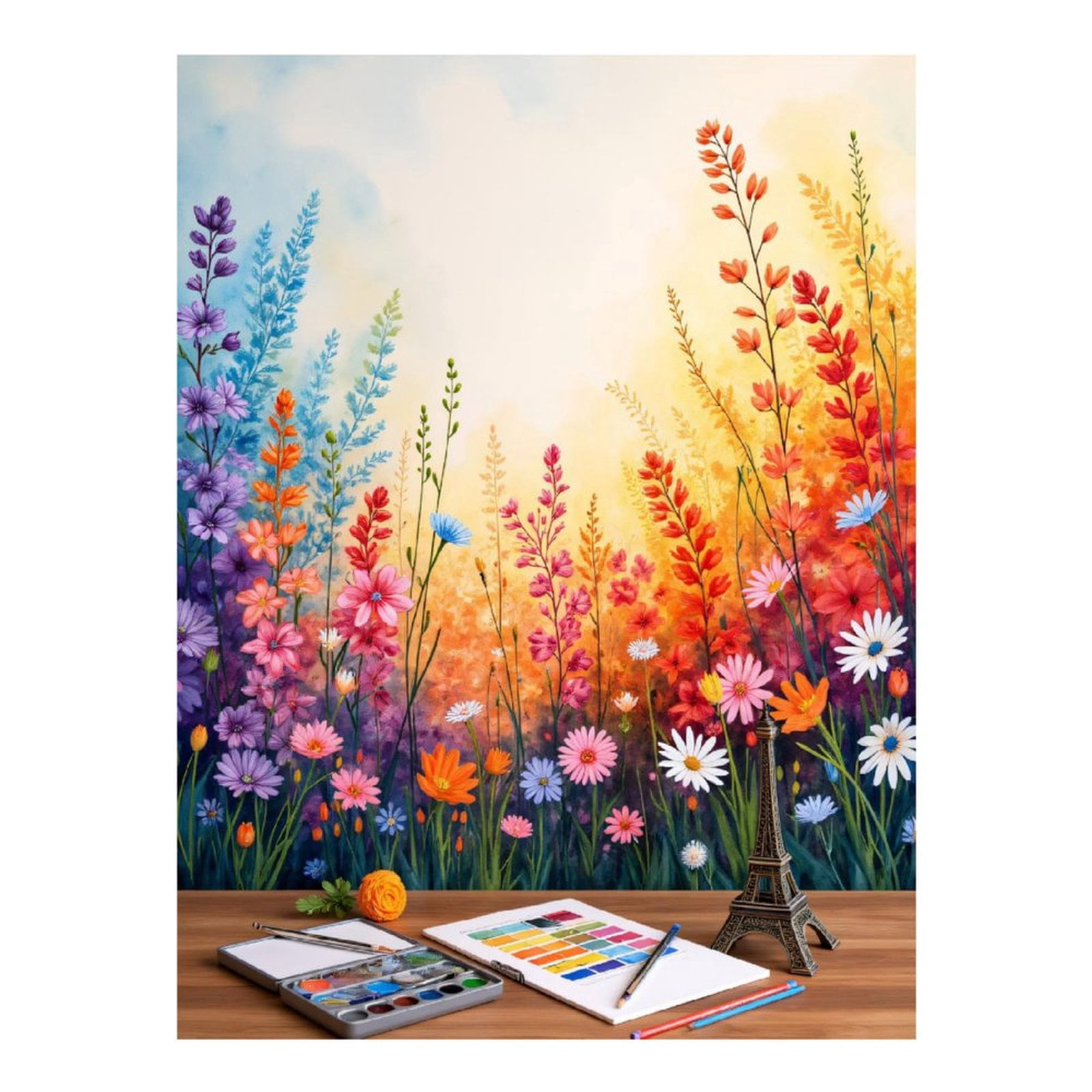 Diamond Art Kits for Adults - Floral Art Watercolors Wooden Desk 5d ...
