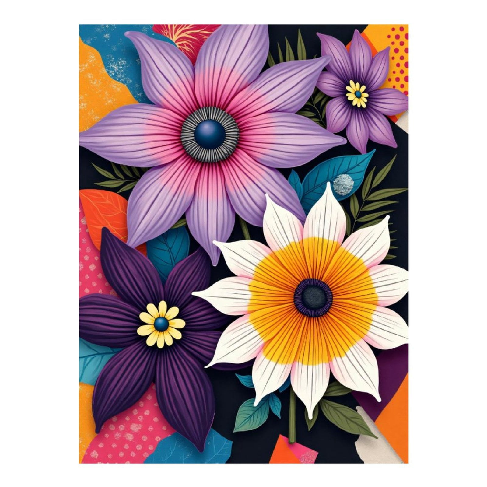Diamond Art Kits for Adults - Floral Colorful Print No.126 5D Frameless ...