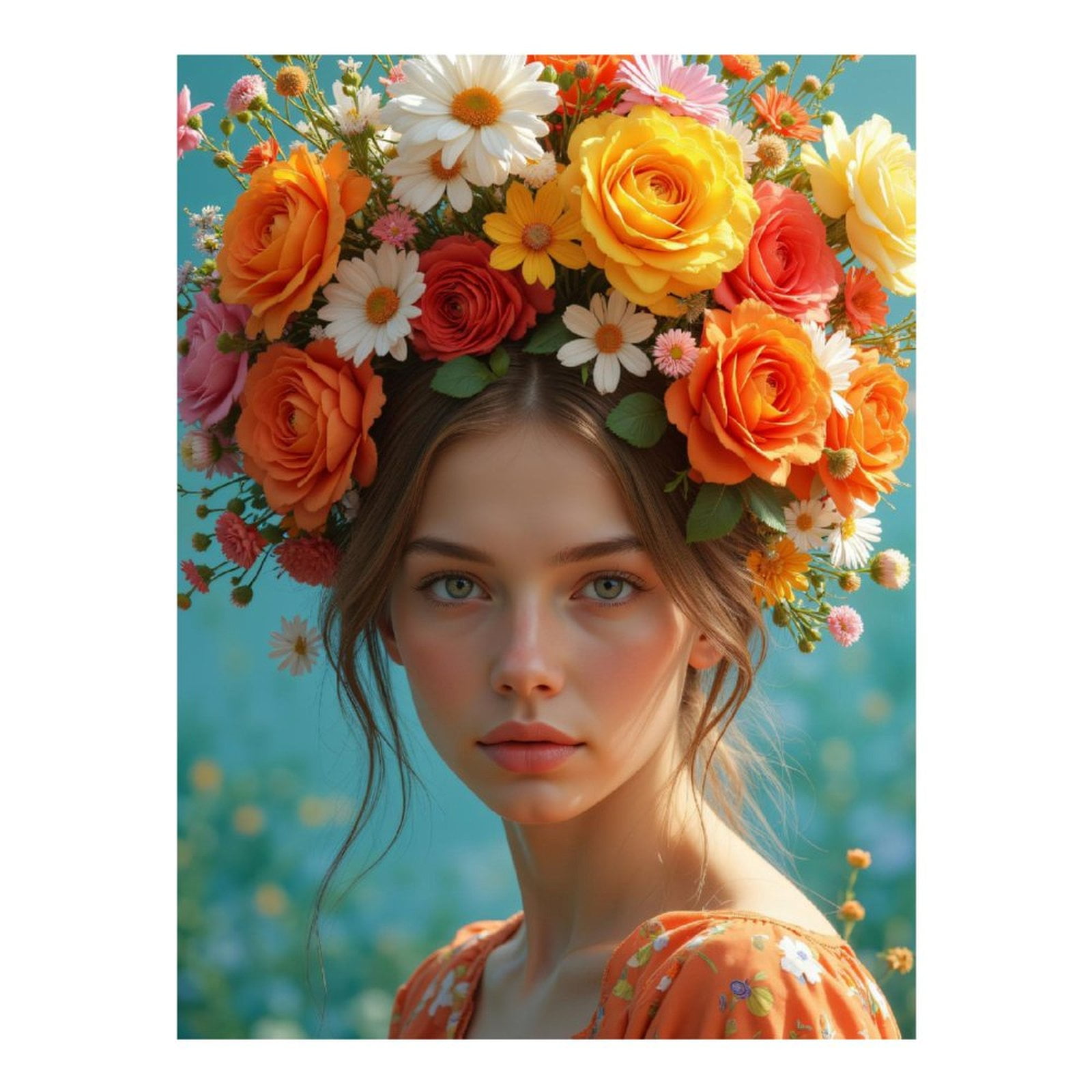 Diamond Art Kits for Adults - Floral Crown Beauty Portrait Outdoor 5d ...