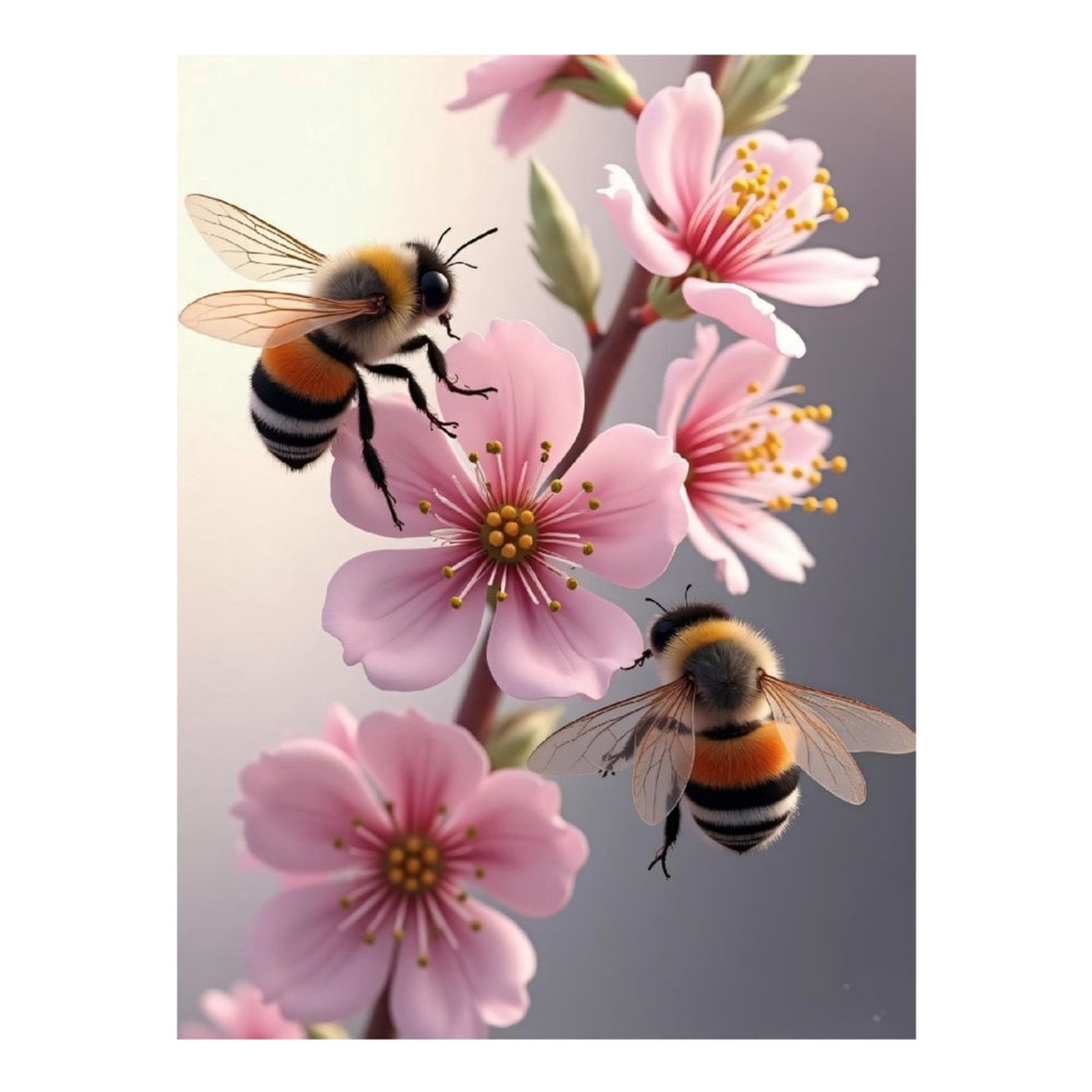 Diamond Art Kits for Adults - Flower Bee Pink Print No.8 5D Frameless ...