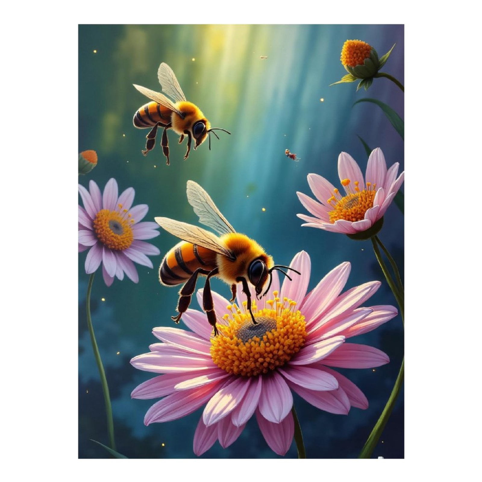Diamond Art Kits for Adults - Flower Bee Print No.14 5D Frameless ...